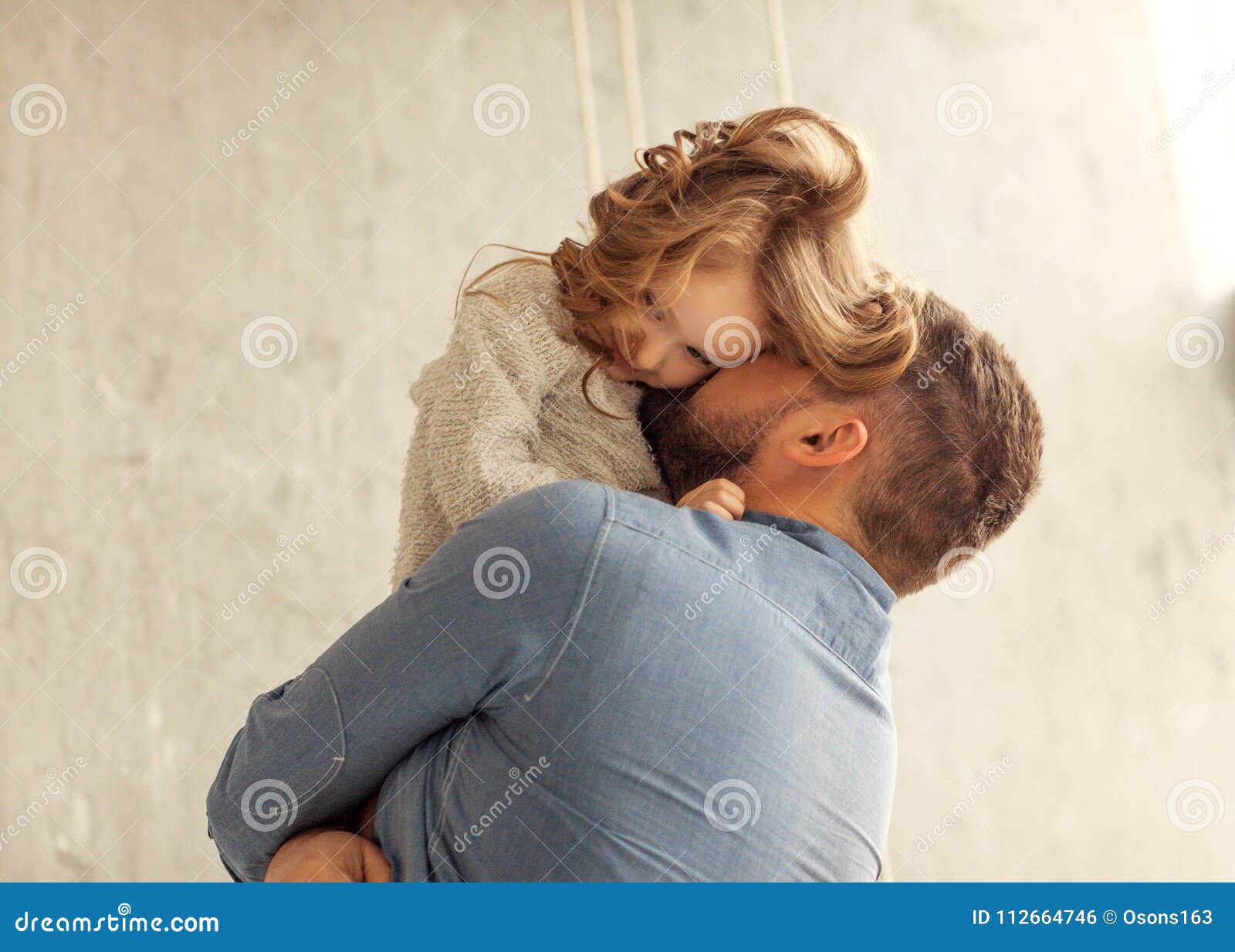 Dad and Daughter are Hugging at Home Stock Photo - Image of daughter ...