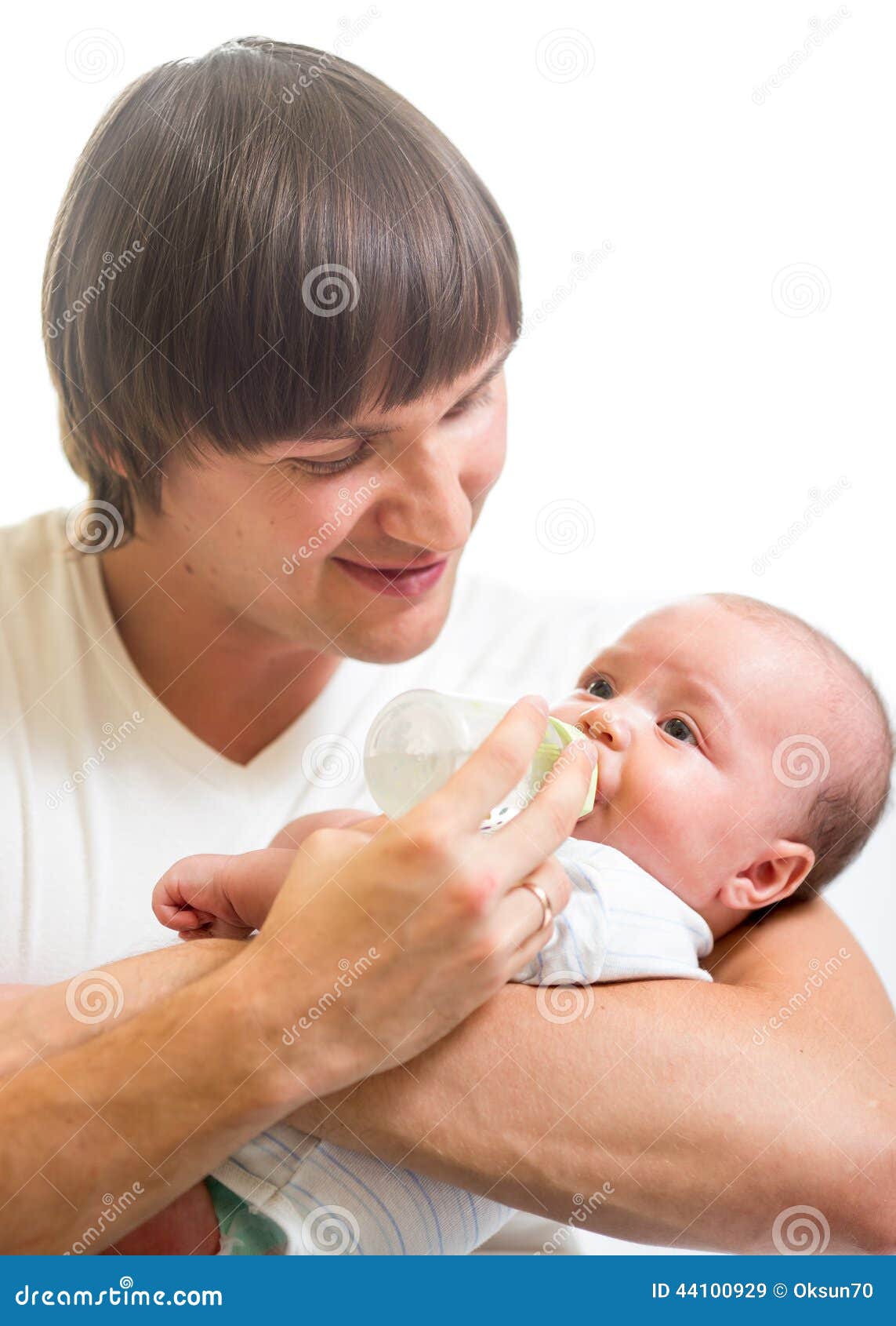 Dad Feeding His Baby Infant from Bottle Stock Image - Image of indoors ...