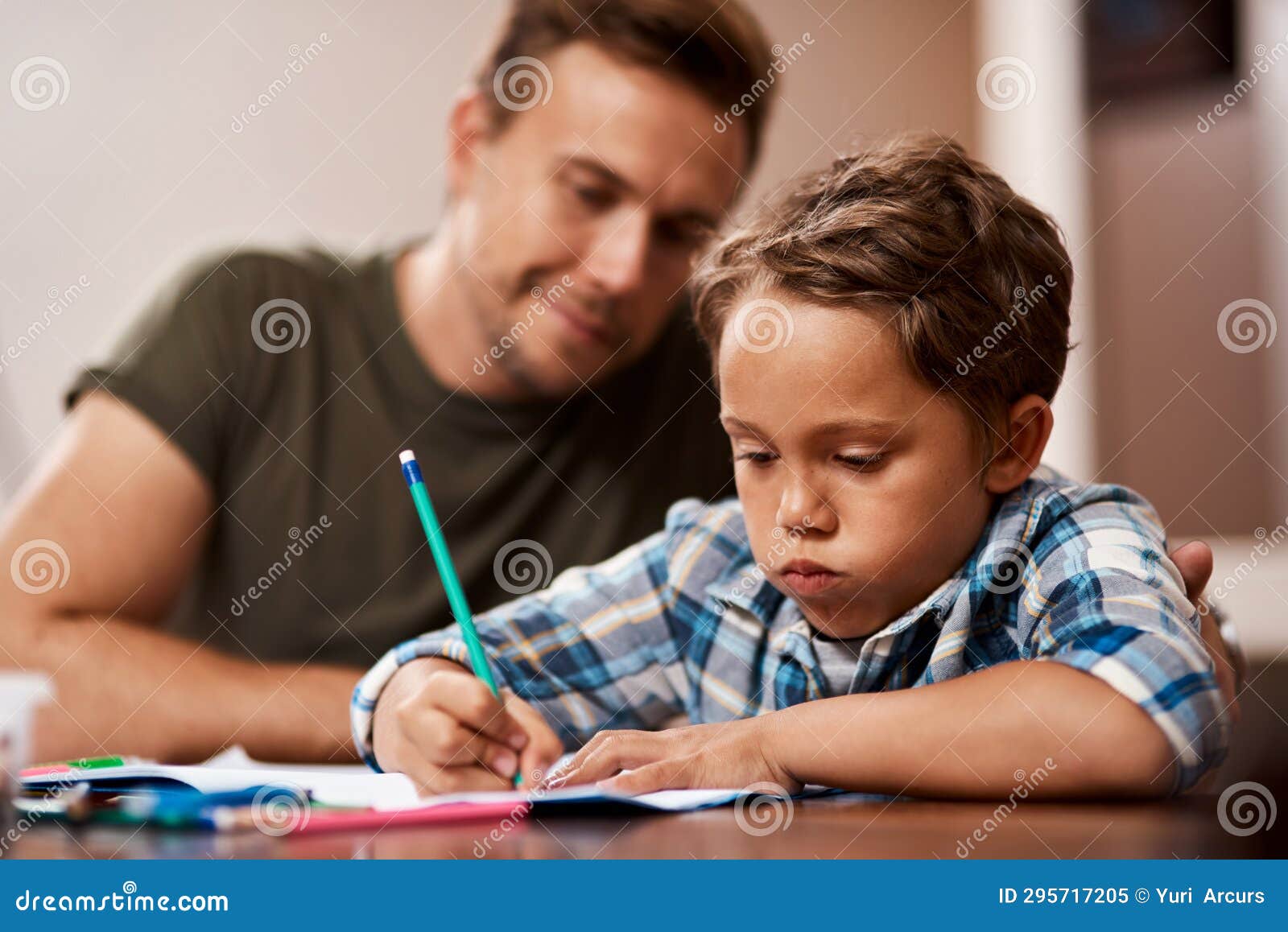 Dad is Here To Help Whenever I Struggle. a Man Sitting with His Son ...
