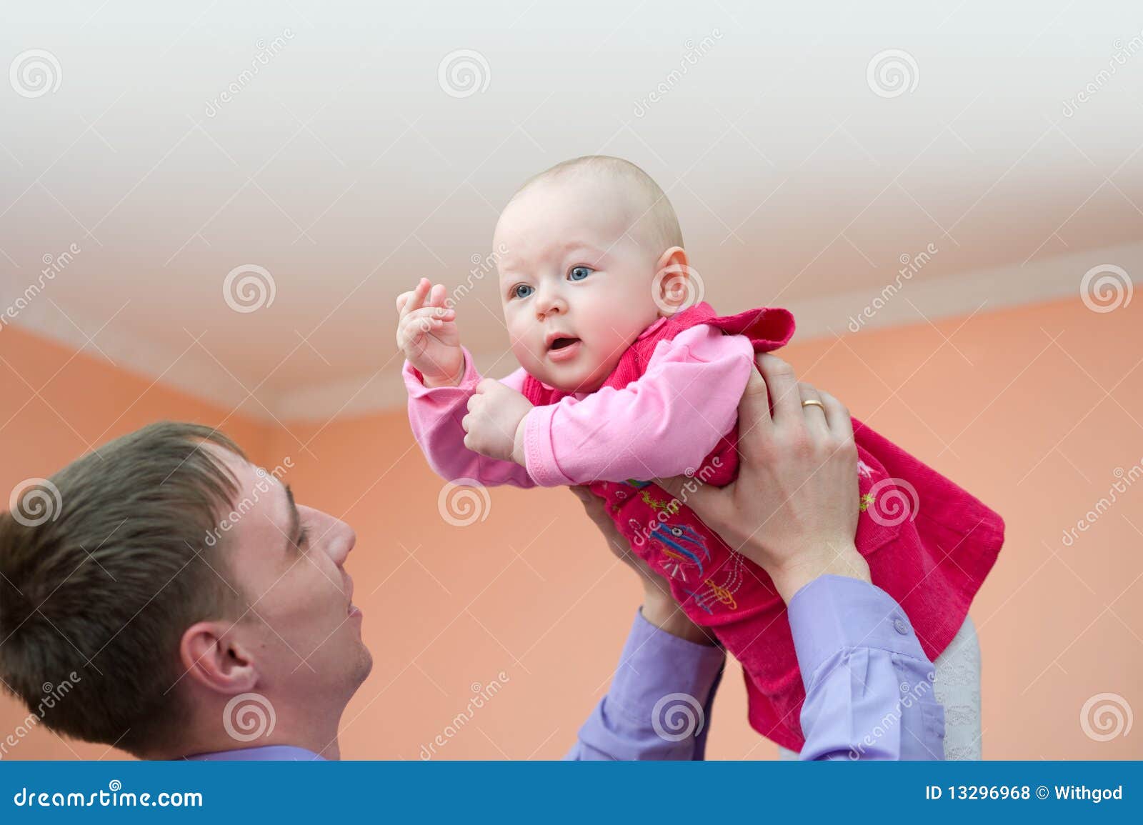 Dad and his baby stock photo. Image of raise, brunette - 13296968