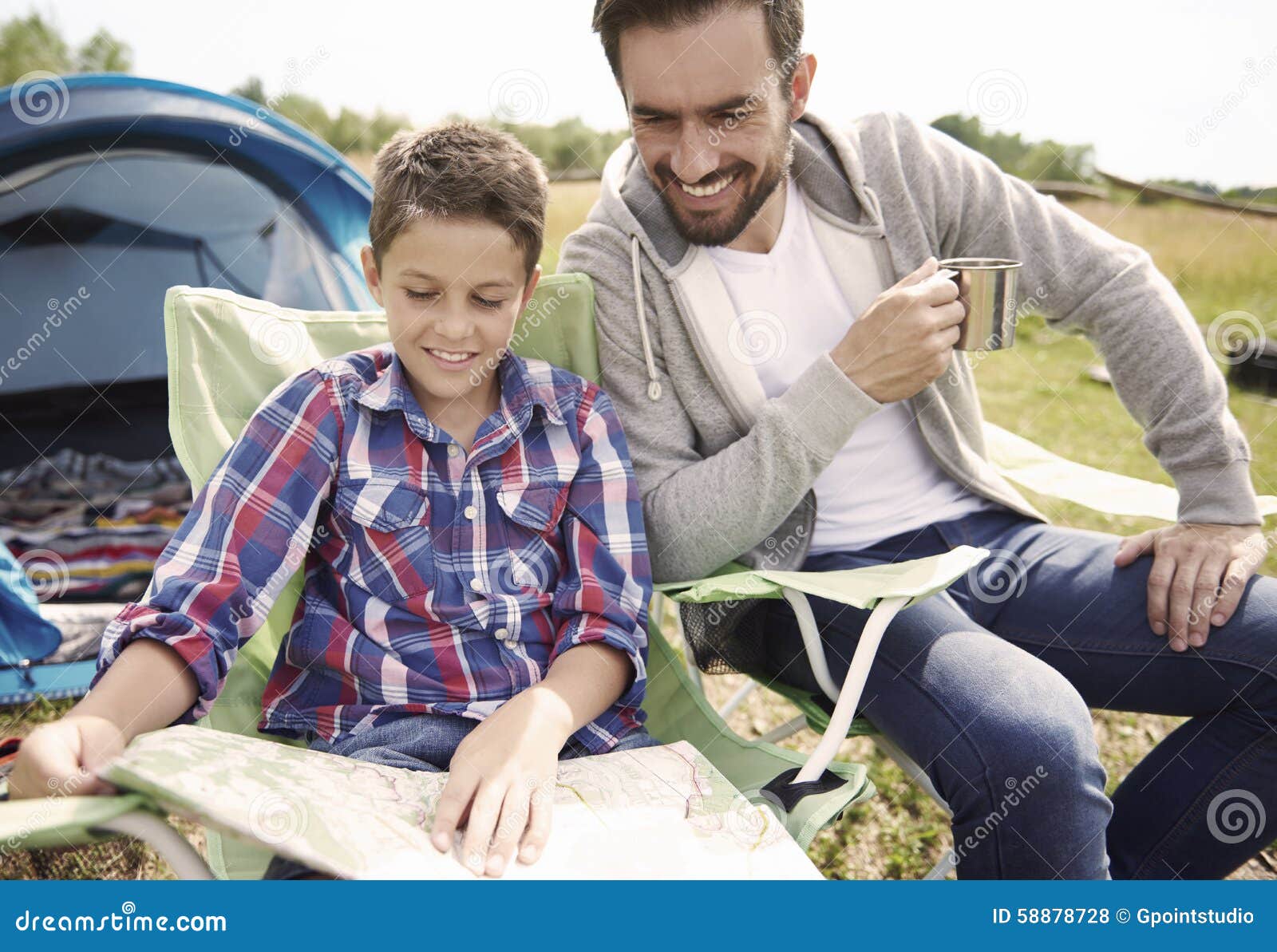 Dad with His Son Exploring New Places Stock Photo - Image of holding ...