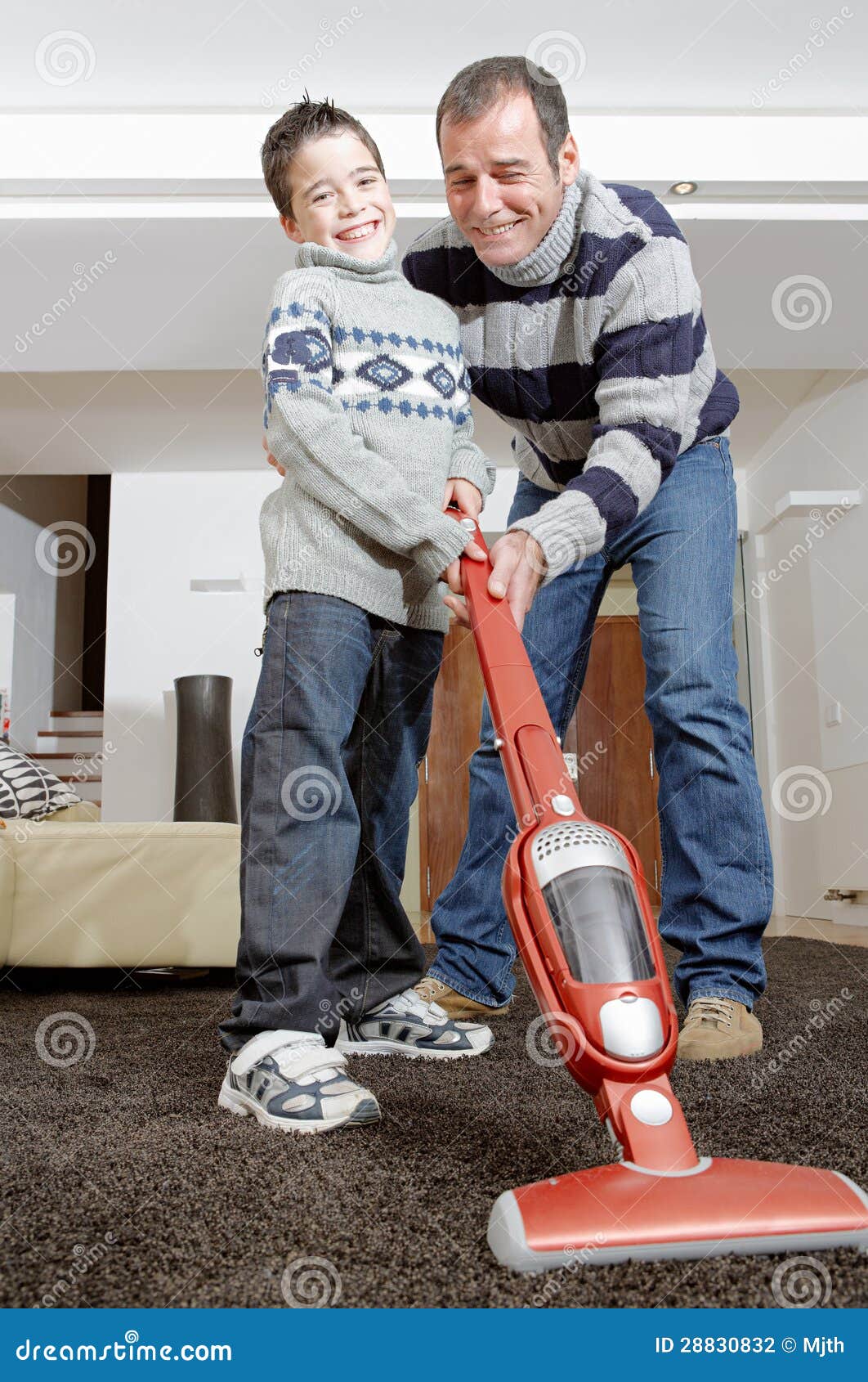 Dad and kid cleaning stock photo. Image of cleaning, jumpers - 28830832