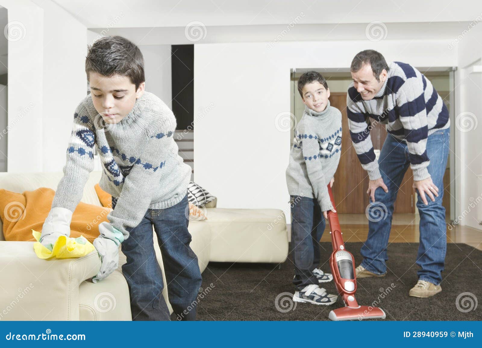 Dad and Kids cleaning stock image. Image of mopping, hispanic - 28940959