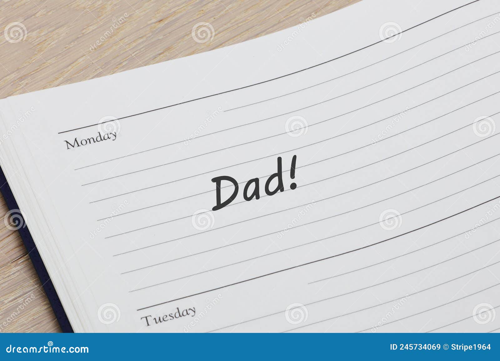 Dad Reminder Note in a Diary Page Stock Image - Image of plan ...