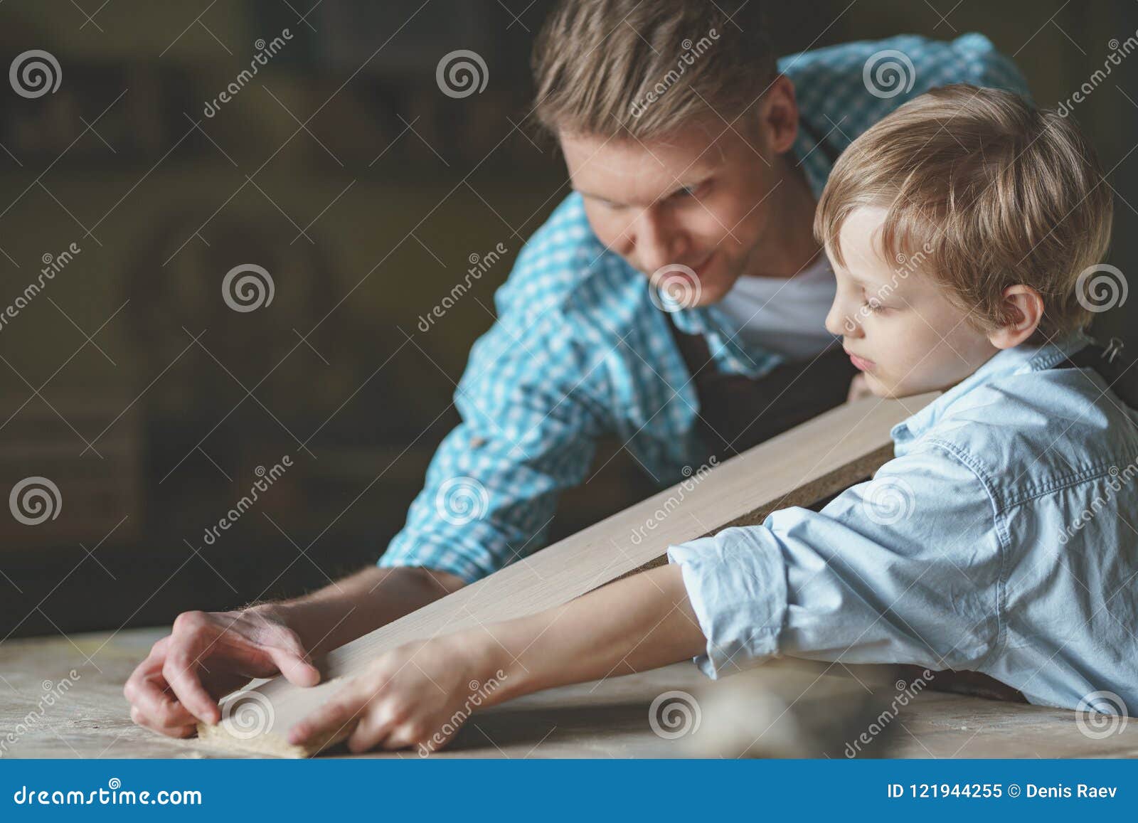 Dad and son at work stock image. Image of child, work - 121944255
