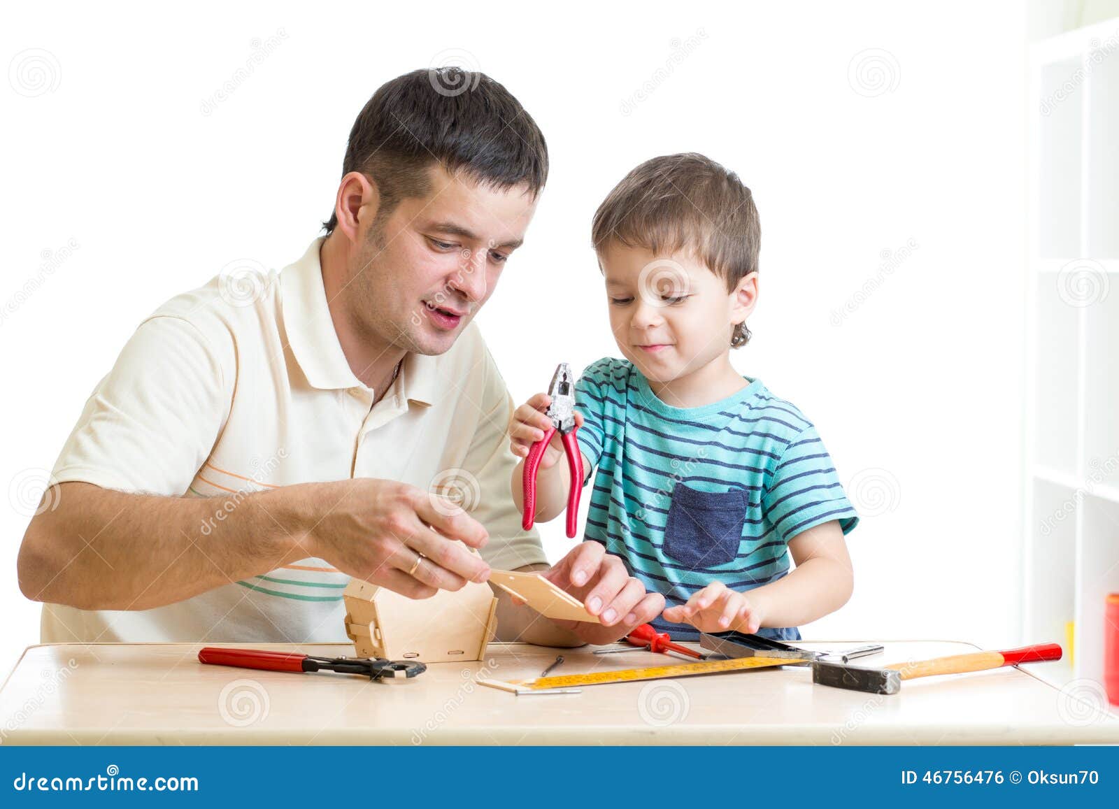 Dad and Son Child Working with Tools Together Stock Photo - Image of ...