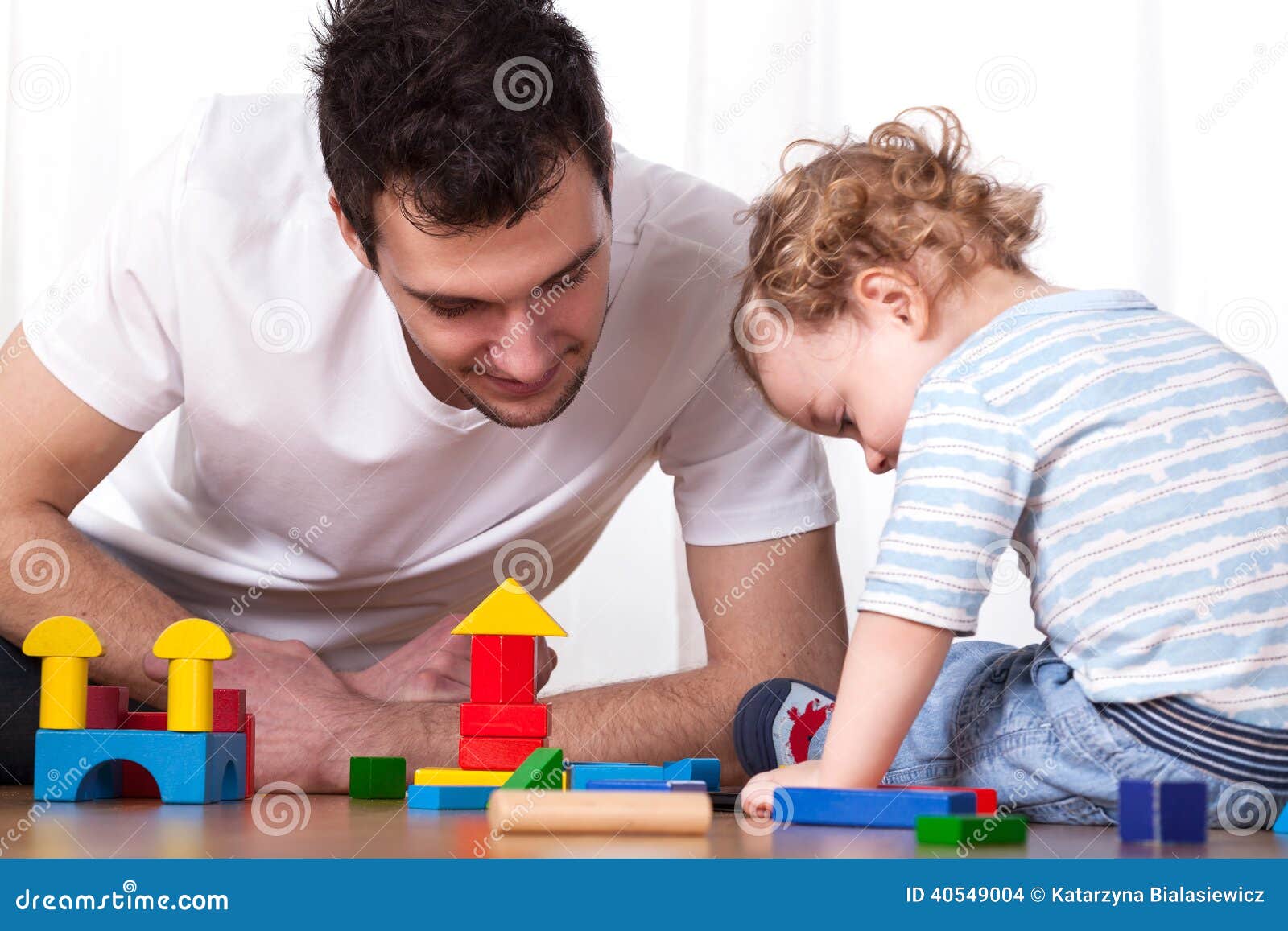 Dad and Son Playing with Blocks Stock Photo - Image of beautiful, care ...