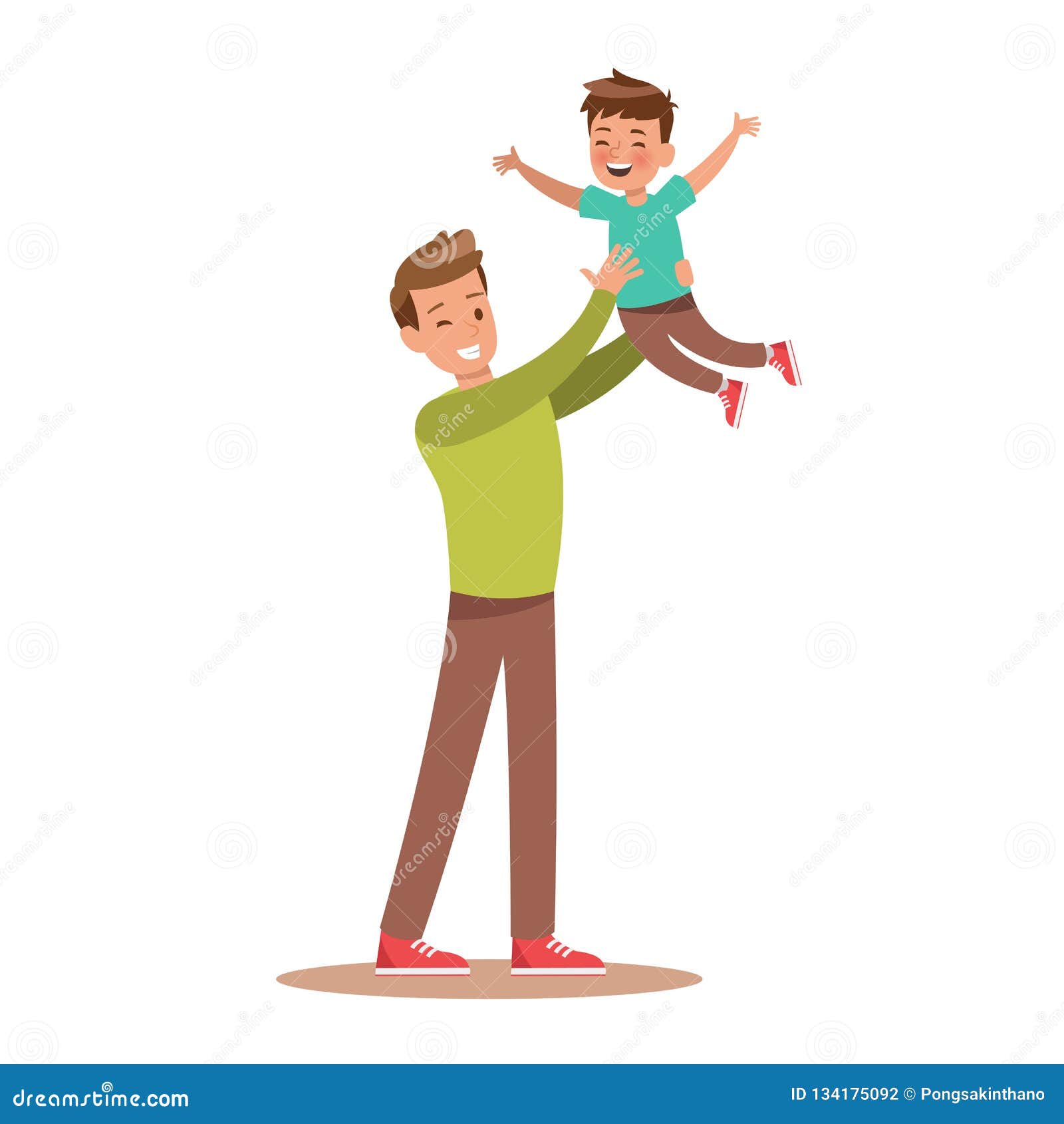 Dad and Son Playing. Character Design Stock Vector - Illustration of ...