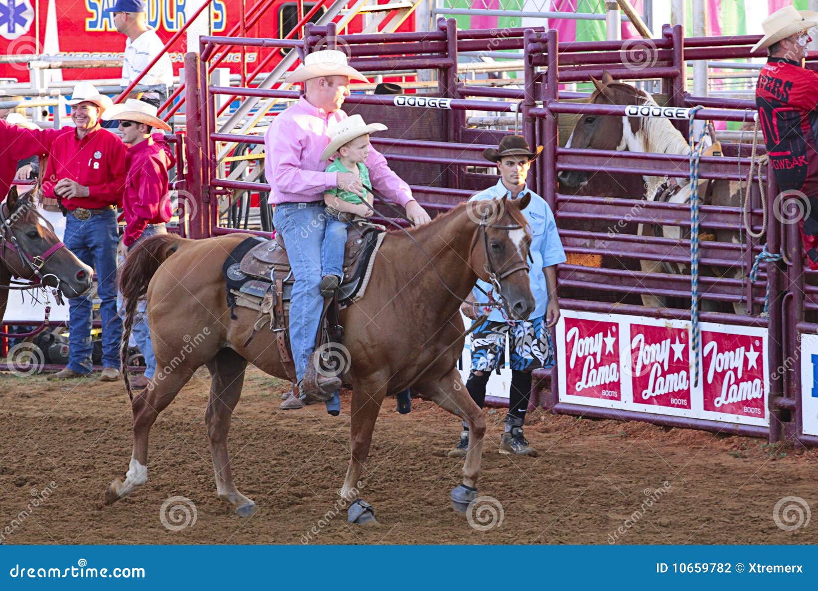 Dad and son riding horse. editorial photography. Image of father - 10659782