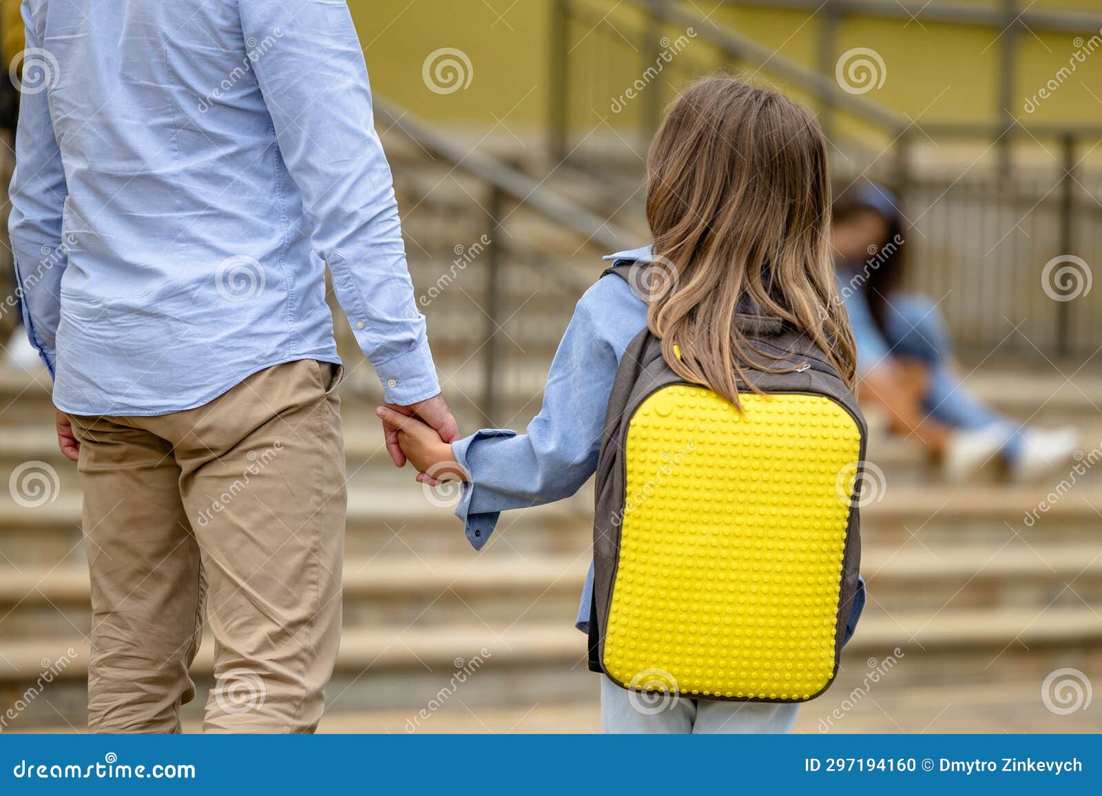 Dad Taking His Daughter To School Stock Photo - Image of outdoors ...