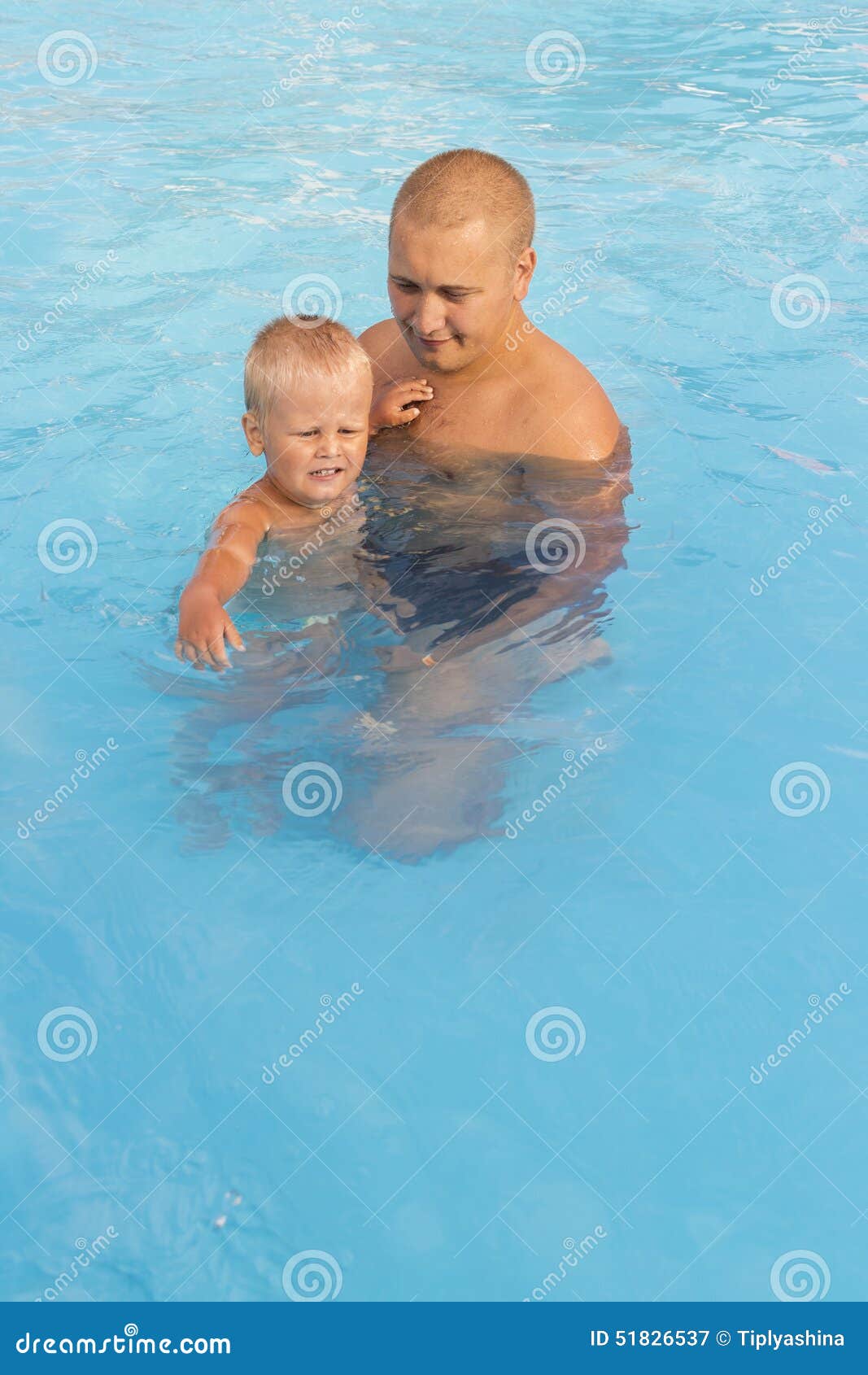 Dad Teaches His Son To Swim Stock Image - Image of amusement, fiesta ...