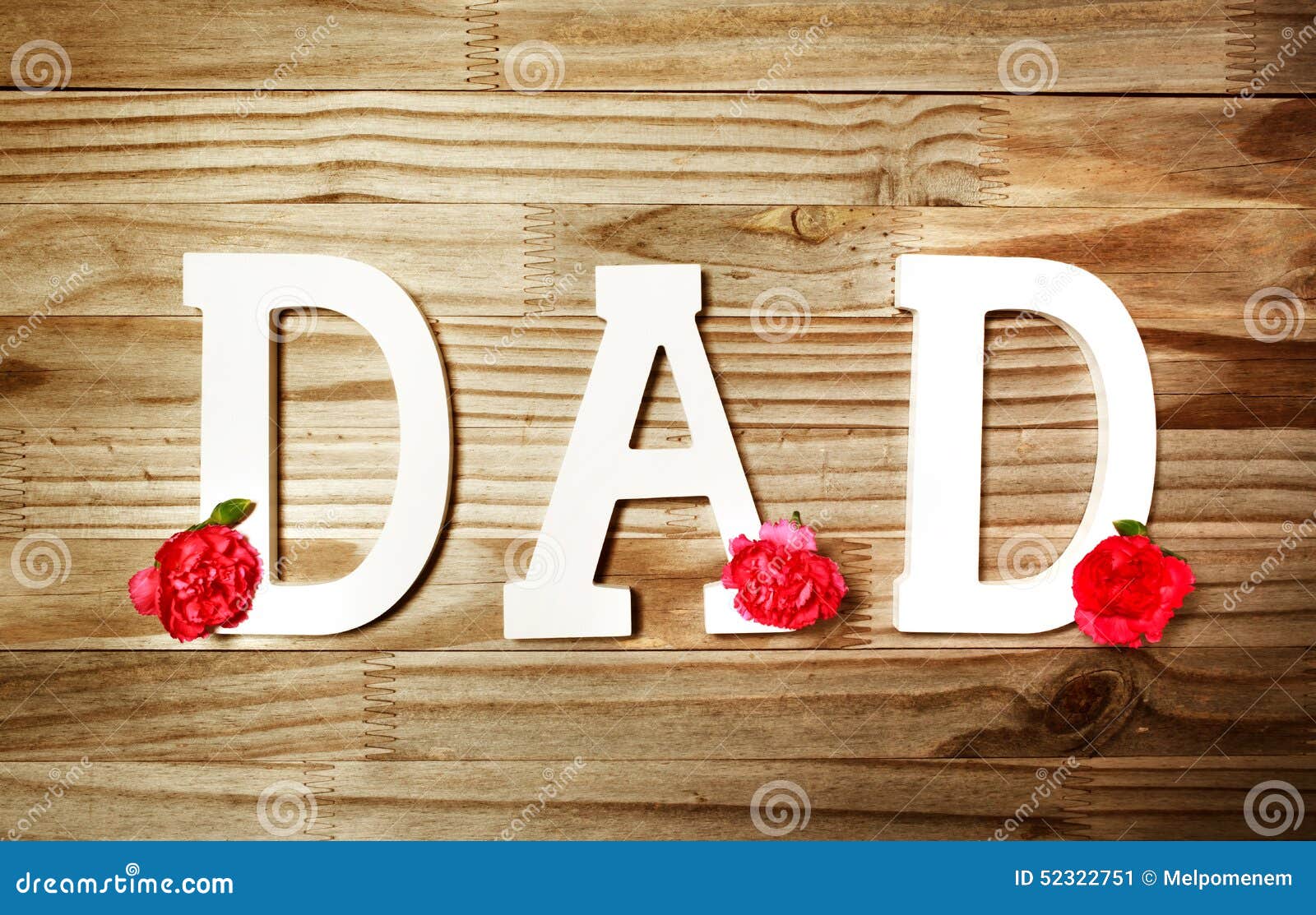 DAD Text in White Wooden Letters with Flowers Stock Image - Image of ...