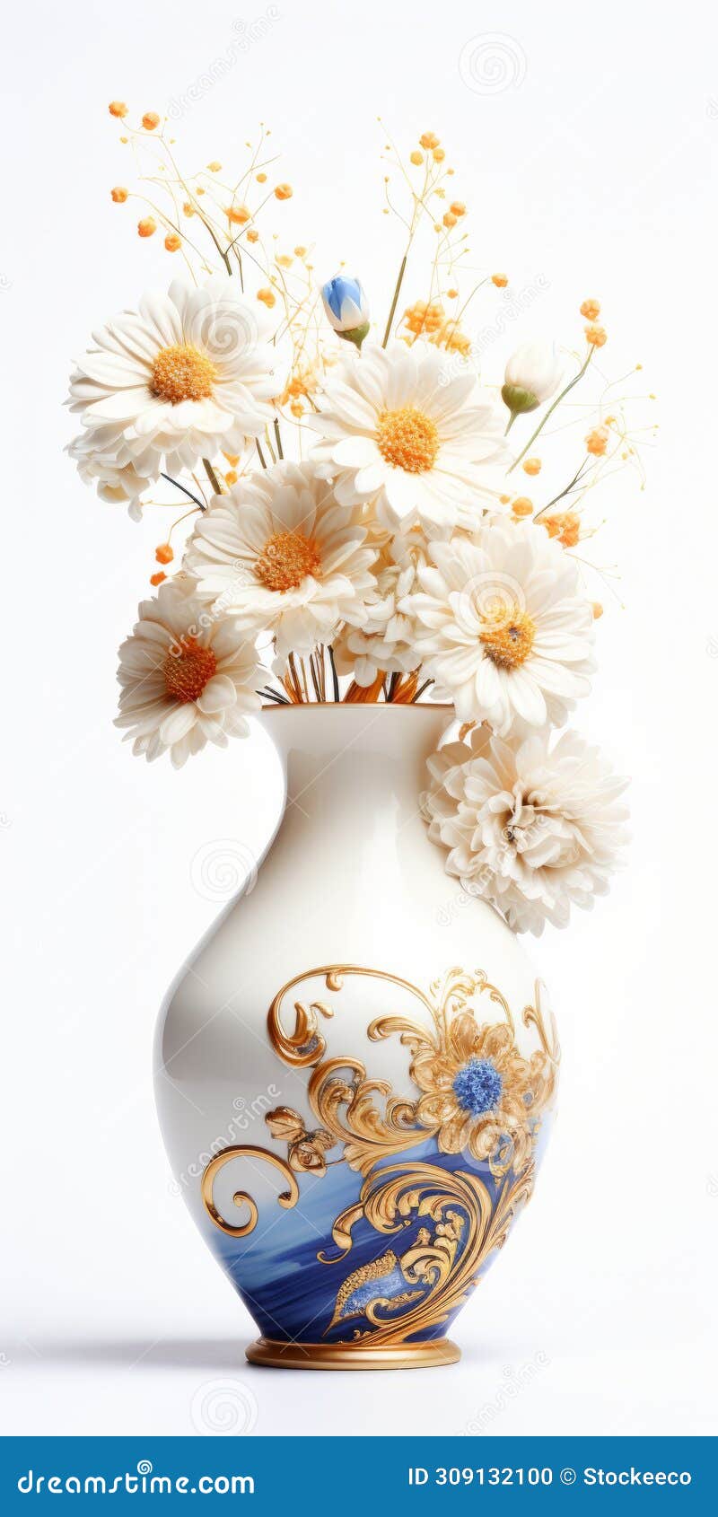 Hyper-realistic Dada Ceramic Vase with Floral Pattern and Glitters ...