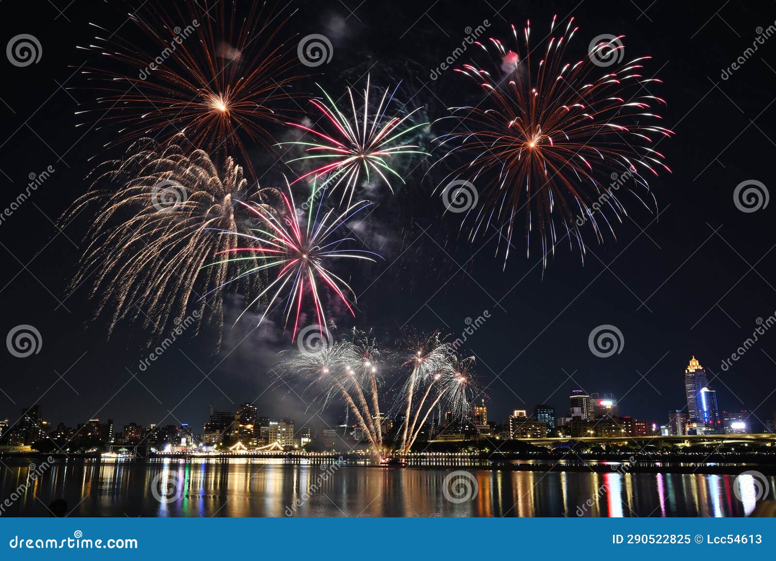 Dadaocheng fireworks show stock image. Image of tour - 290522825