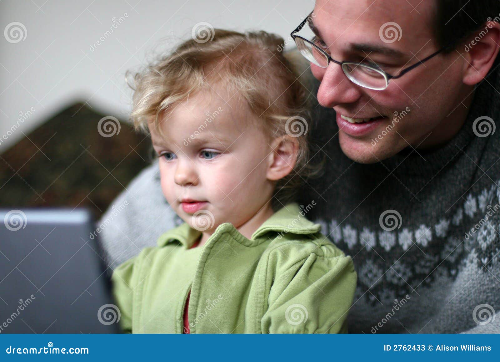 Daddy and Baby at Computer stock image. Image of type - 2762433