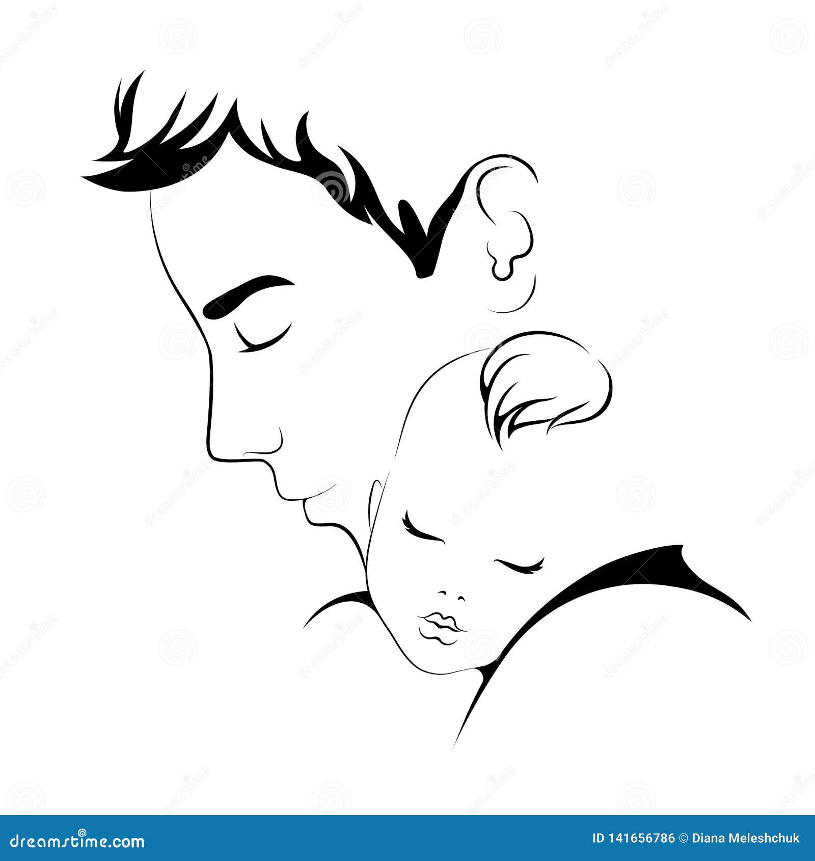 Daddy and Baby. Fathers Love Vector Illustration Stock Vector ...