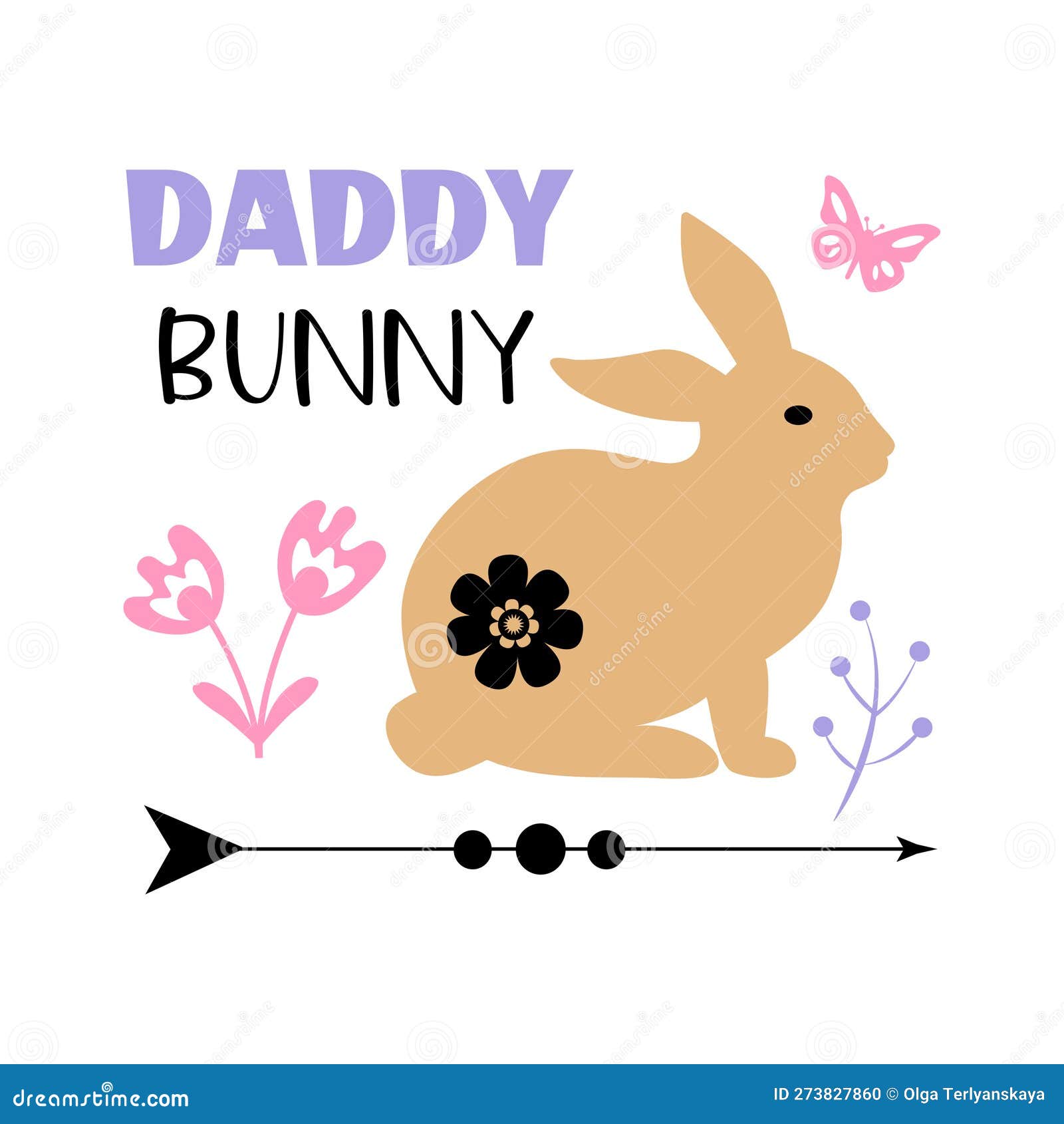 Daddy Bunny - Cute Easter Bunny Design. Pastel Colors, Flat Design ...