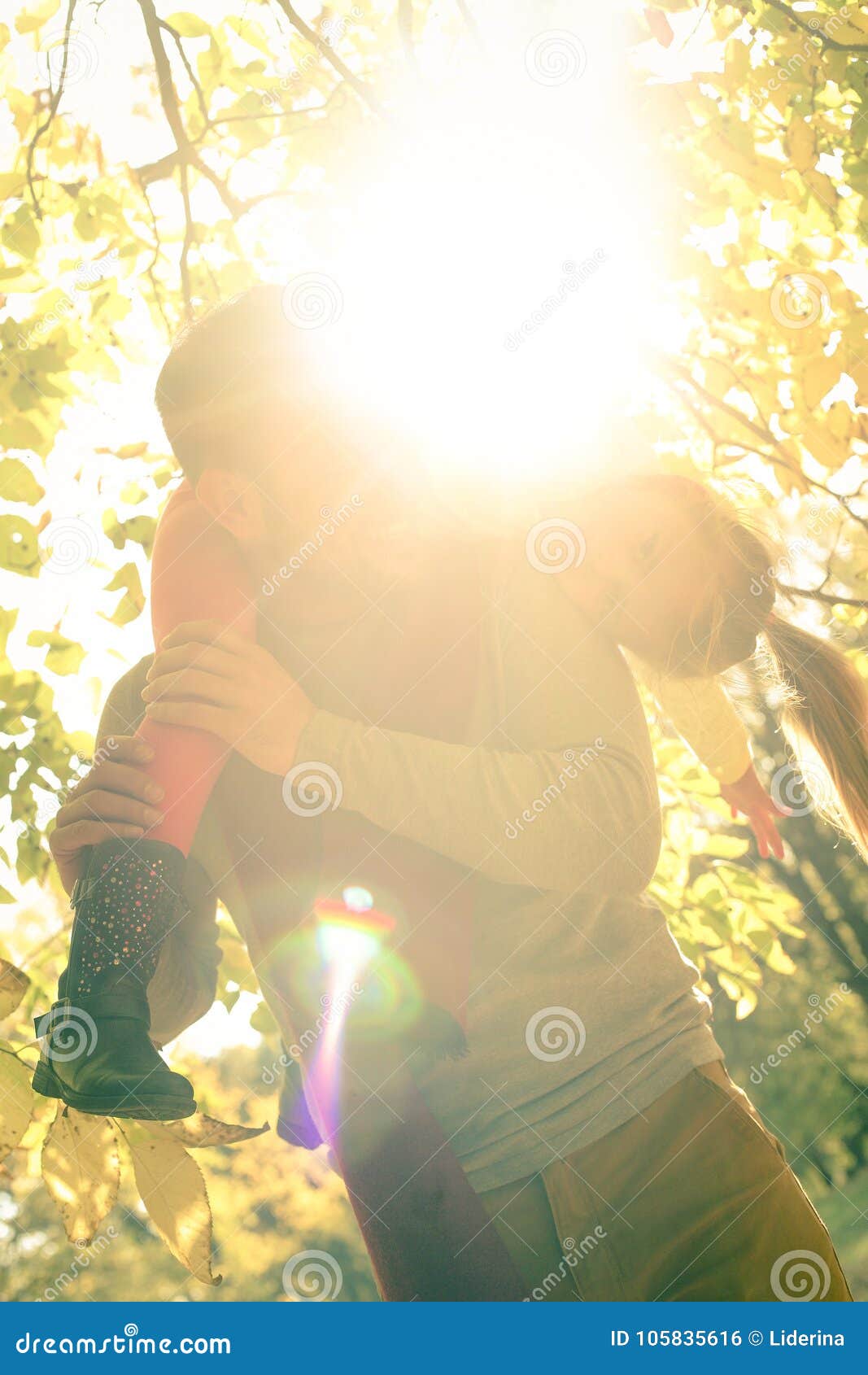 Daddy Care Me on Back. on the Move Stock Photo - Image of holding ...