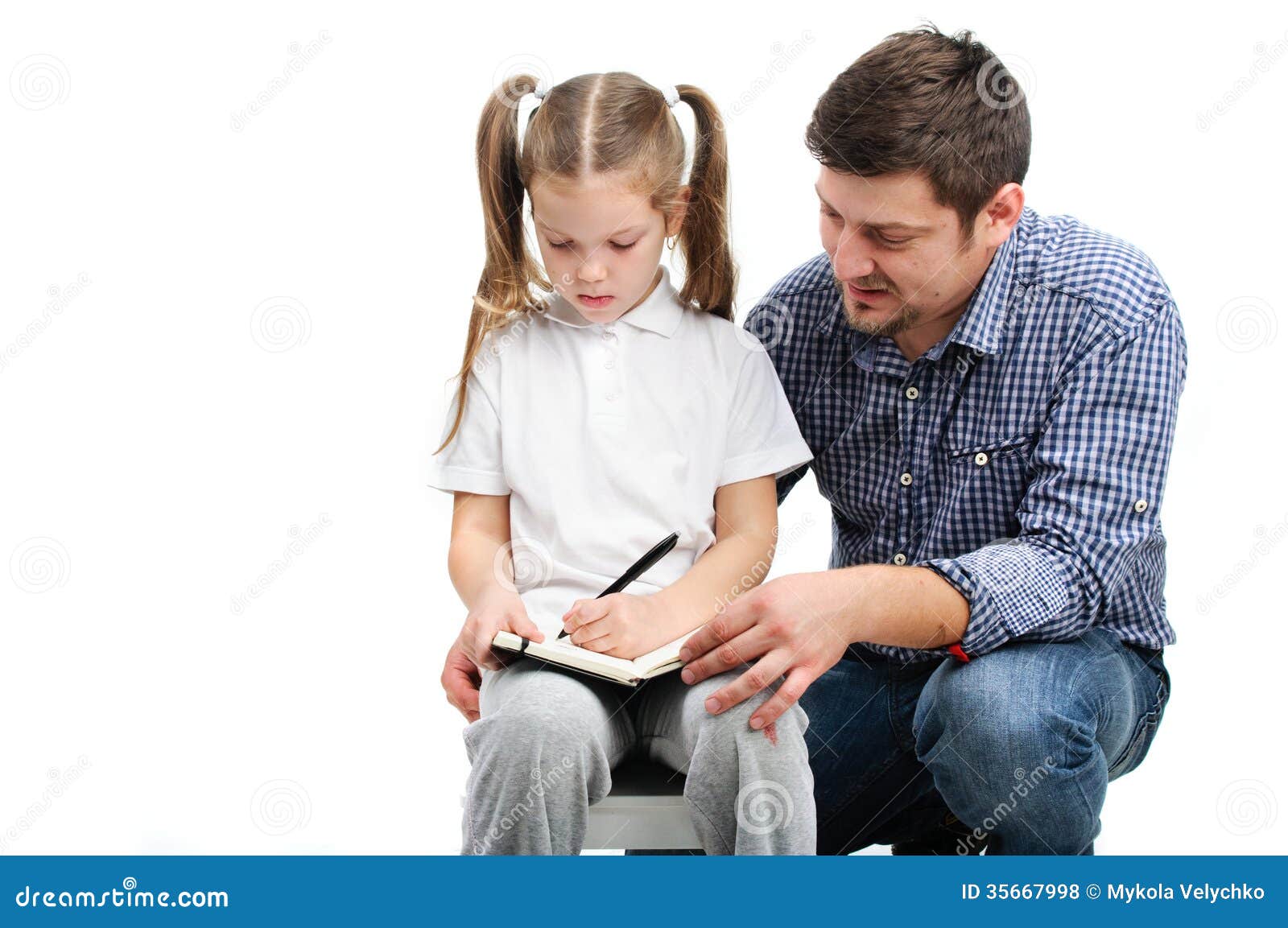Daddy with daughter stock photo. Image of writing, family - 35667998