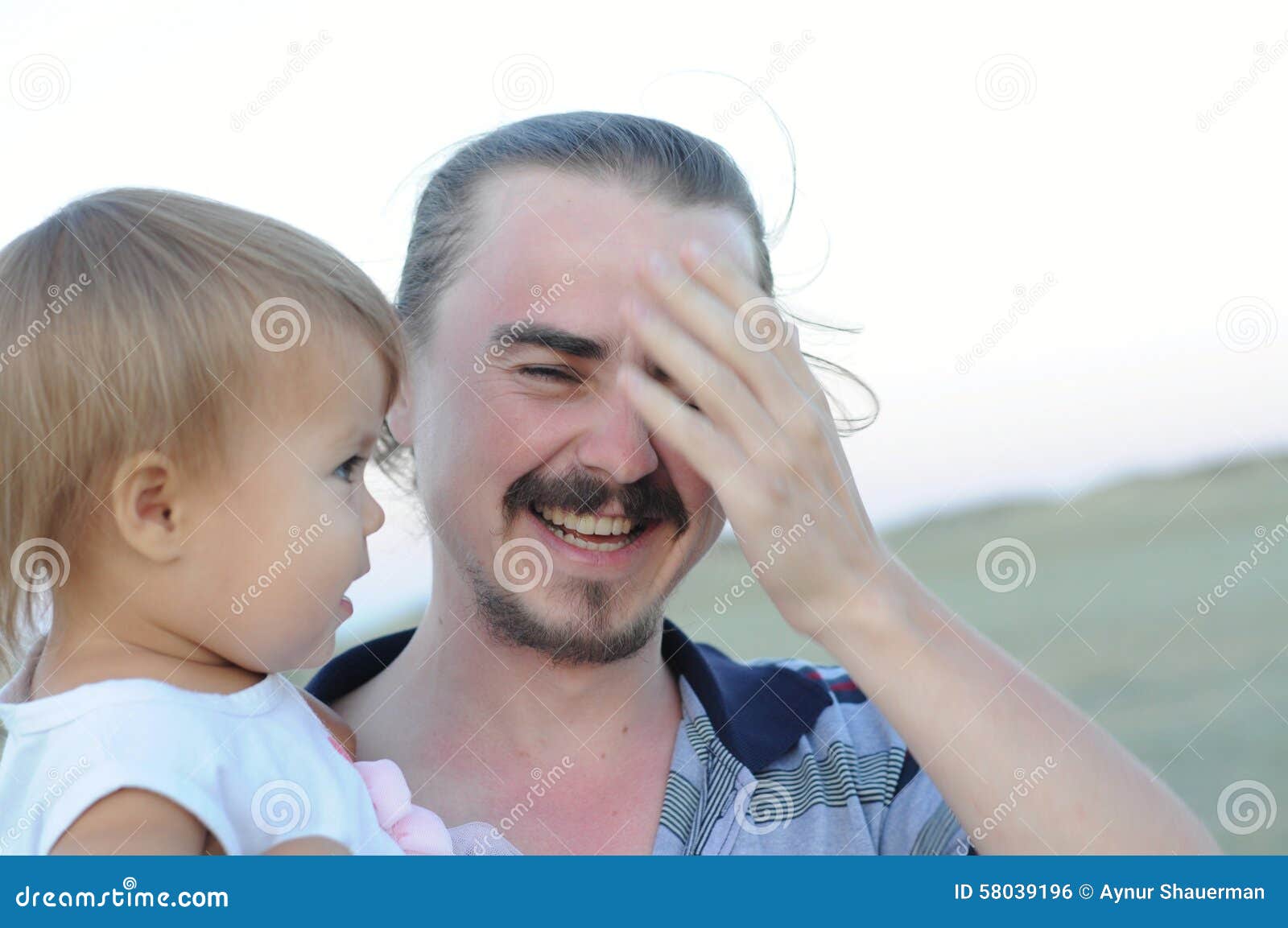 Daddy with Daughter Laughing Stock Photo - Image of happy, light: 58039196