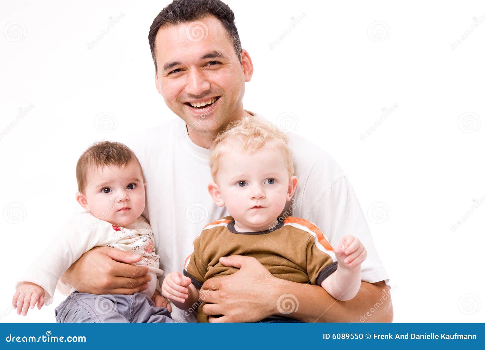 Daddy and his 2 children stock photo. Image of portrait - 6089550