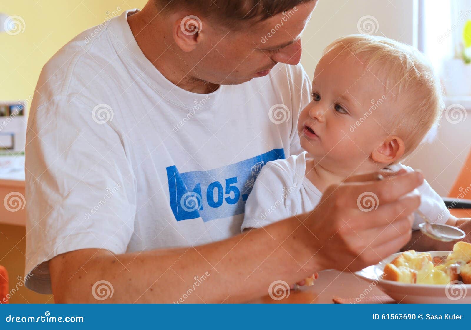 Daddy and Son Having a Lunch Together Stock Photo - Image of daddy ...