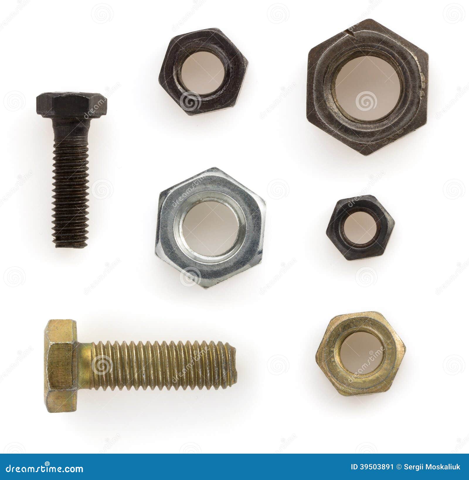 Dadi, Bulloni E Vite Su Bianco Immagine Stock - Immagine di acciaio ...