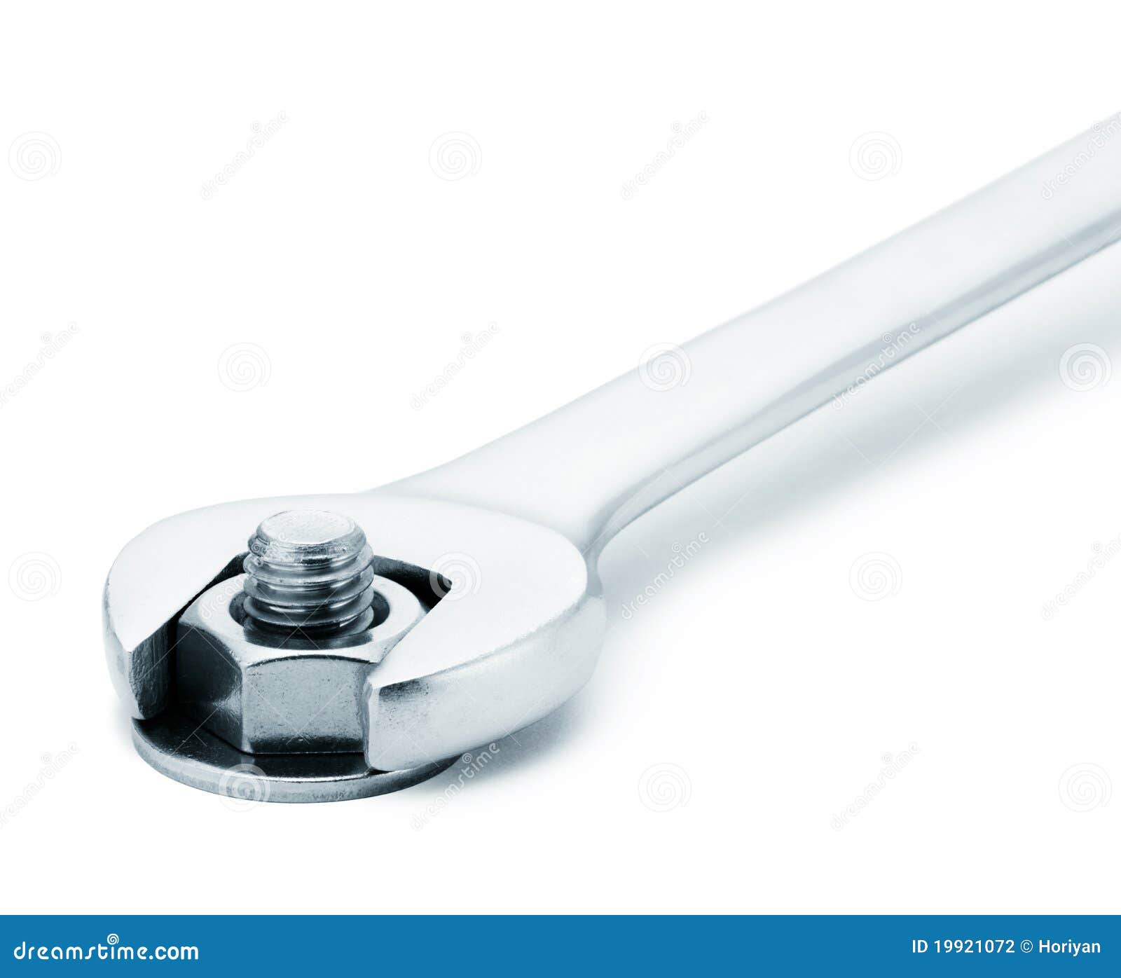 Dado di bullone e chiave fotografia stock. Immagine di isolato - 19921072