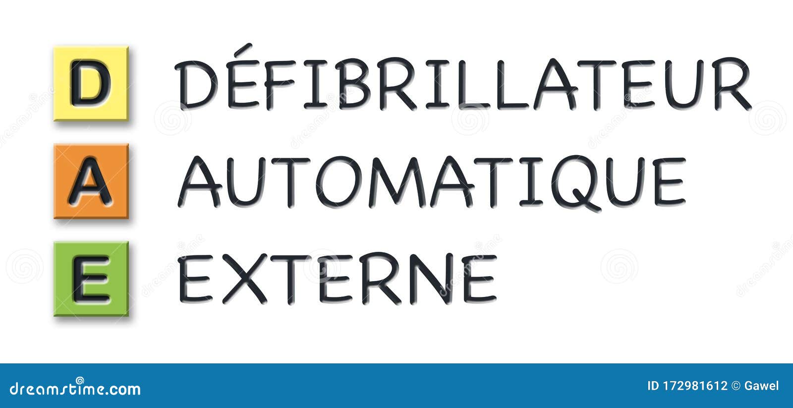 DAE Initials in Colored 3d Cubes with Meaning in French Language Stock ...