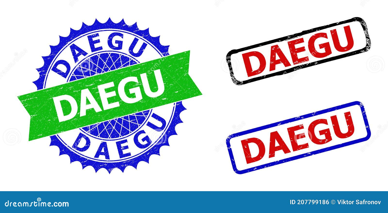 Daegu Rosette And Rectangle Bicolor Stamps With Corroded Styles Stock