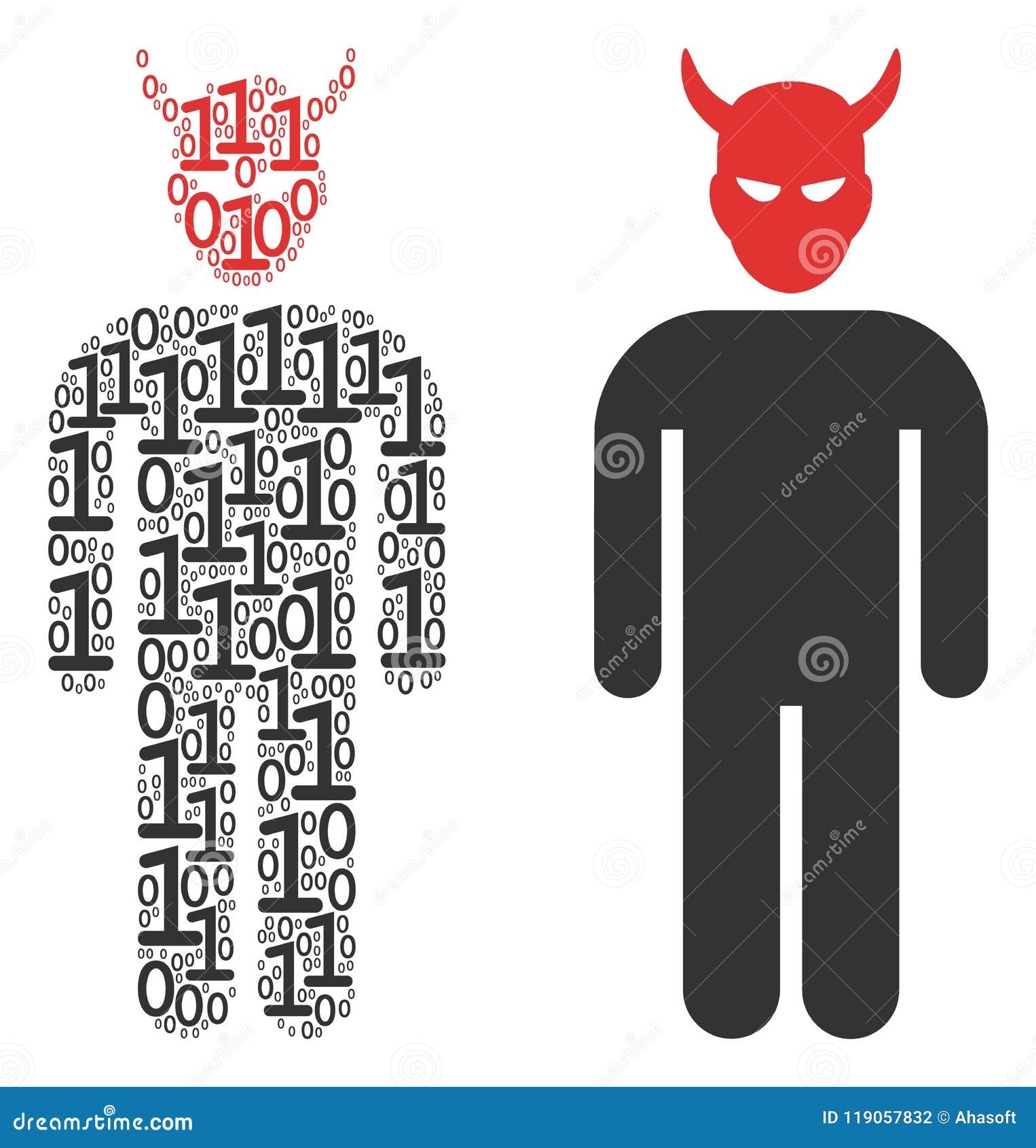 Daemon Collage of Binary Digits Stock Vector - Illustration of avatar ...