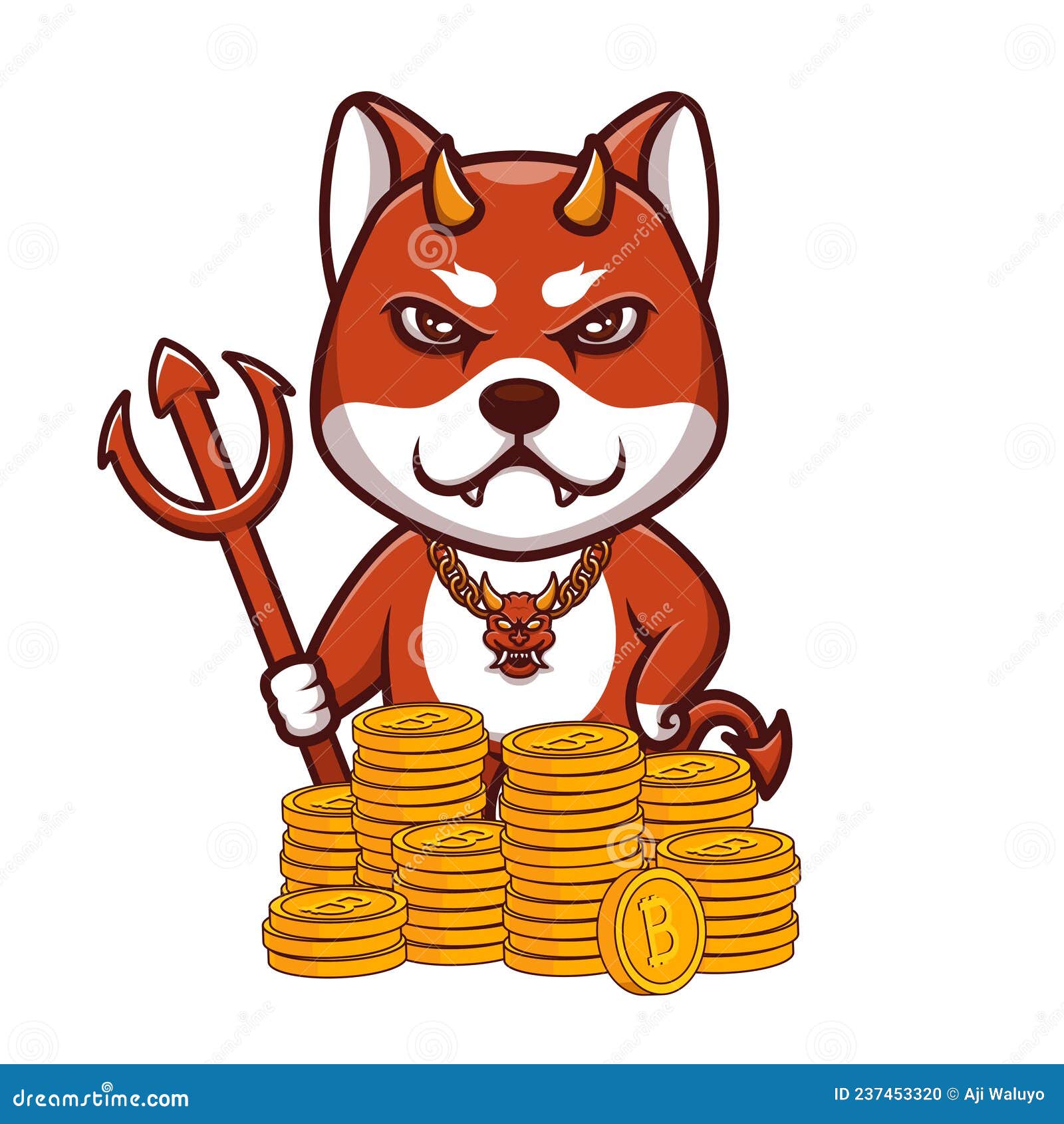 Doge Demon Head Cartoon Vector | CartoonDealer.com #237453337
