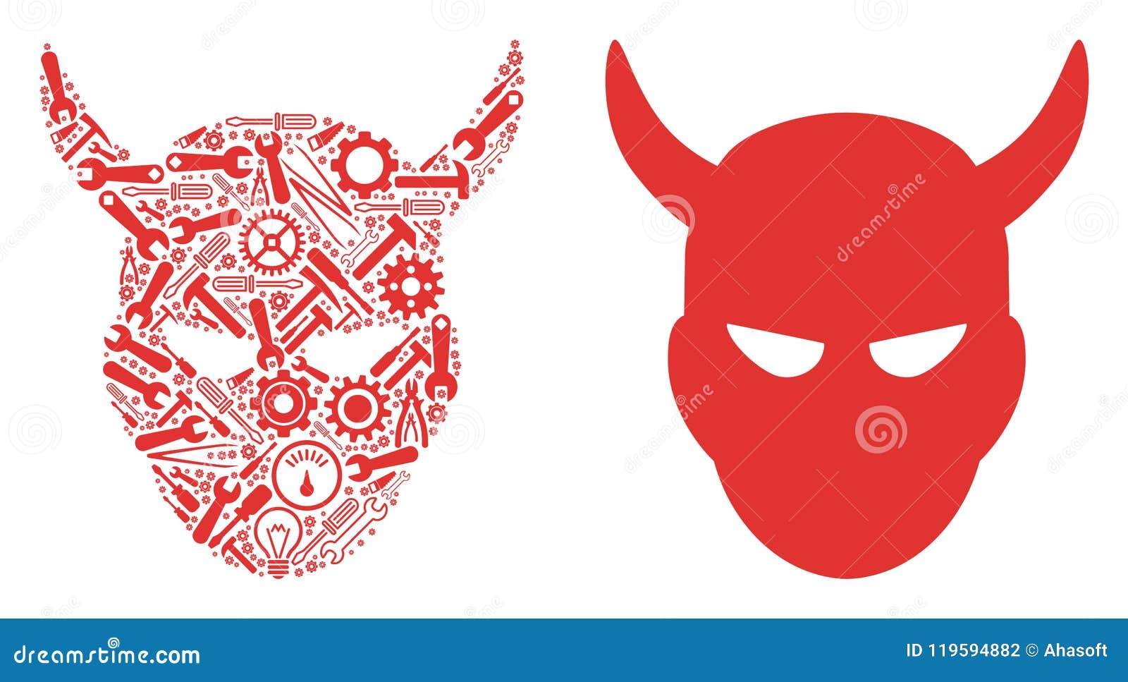 Daemon Head Collage Of Triangles Vector Illustration | CartoonDealer ...