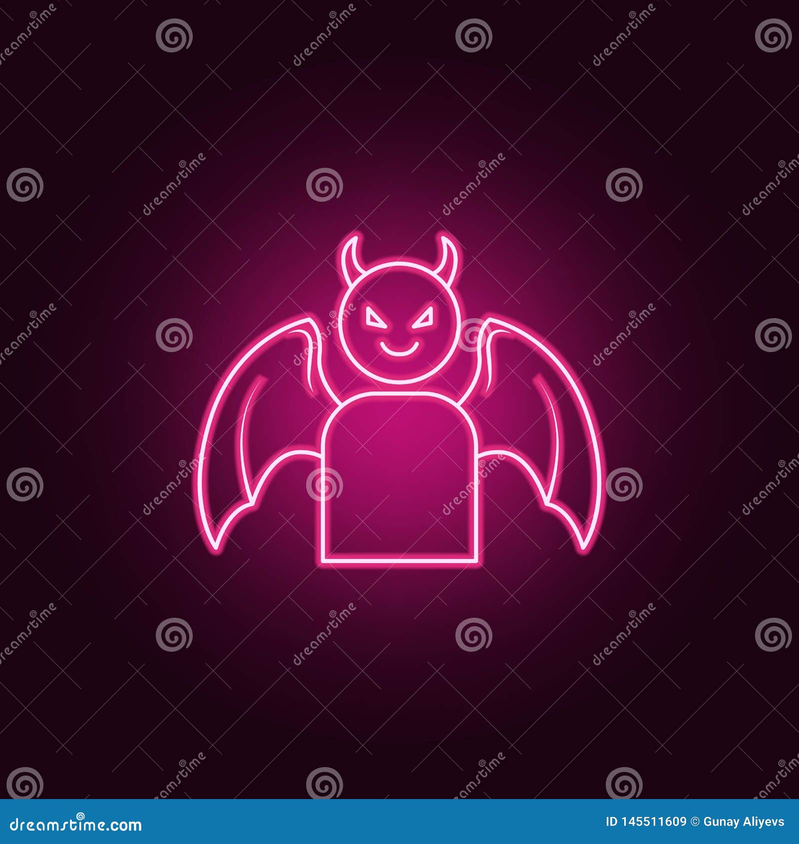 Daemon Neon Icon. Elements of Angel and Demon Set Stock Illustration ...