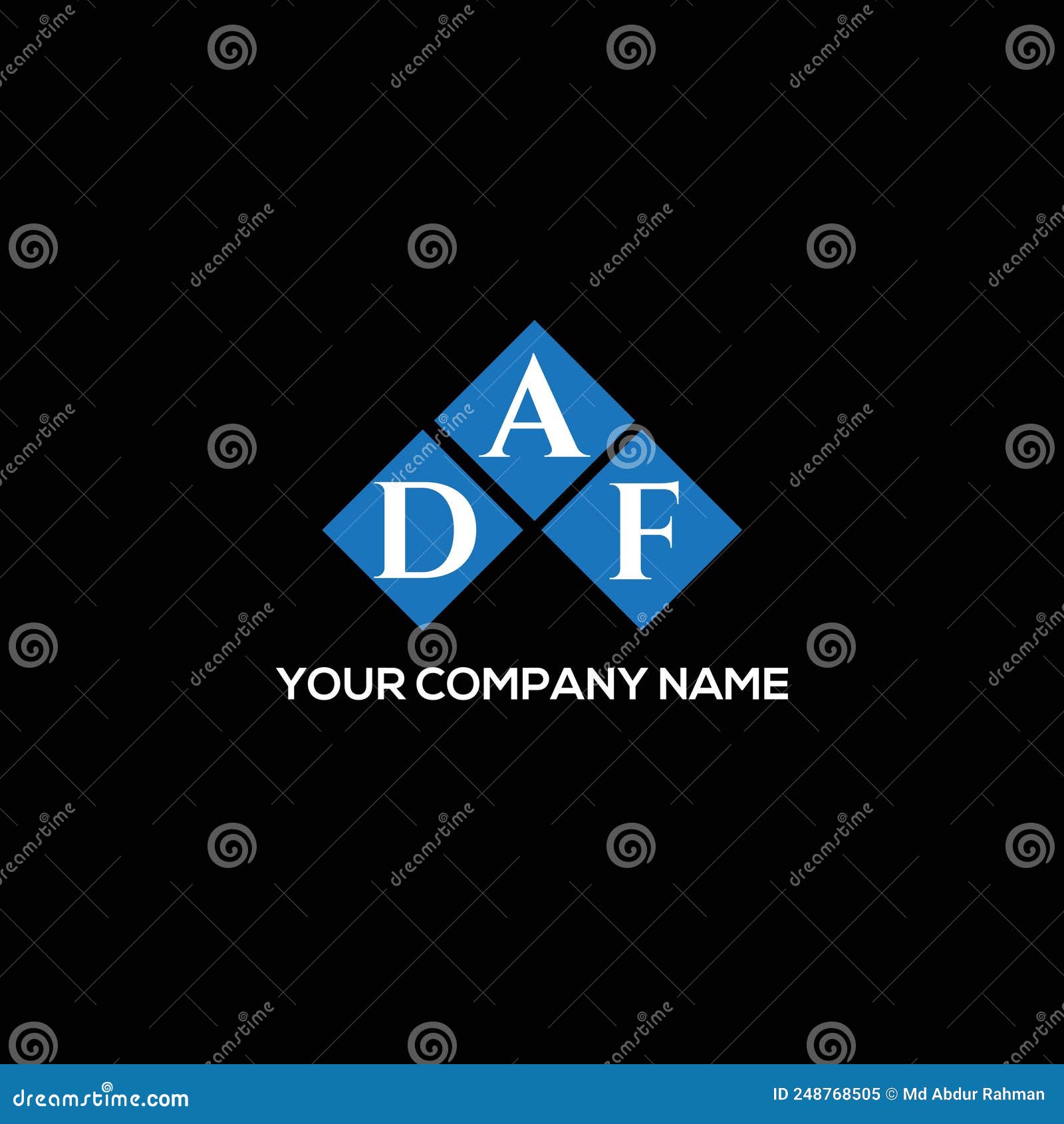 DAF Letter Logo Design on BLACK Background. DAF Creative Initials ...
