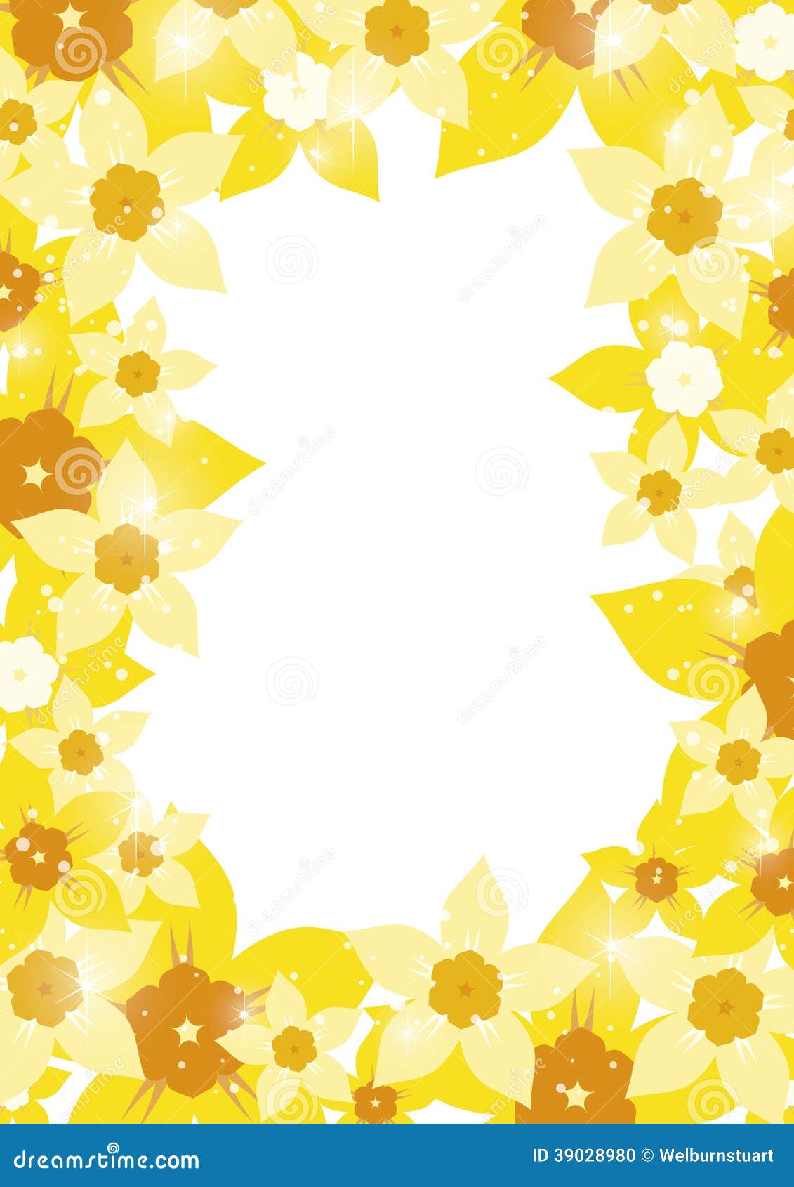 Daffodil border stock vector. Illustration of springtime - 39028980