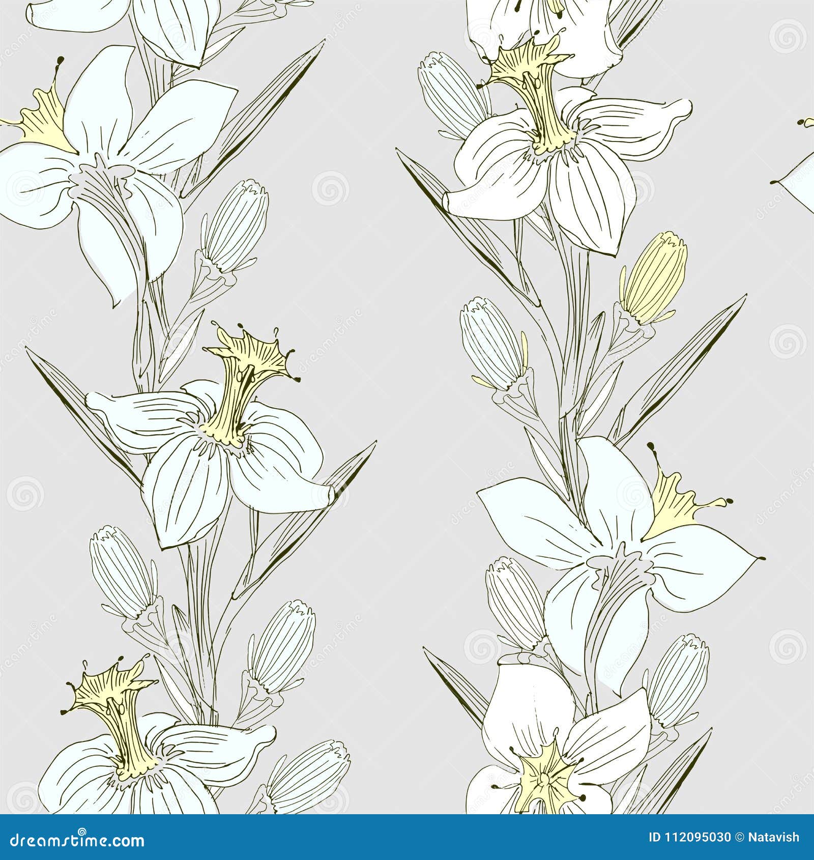 Daffodils Delicate Drawing by Hand Stock Illustration - Illustration of ...