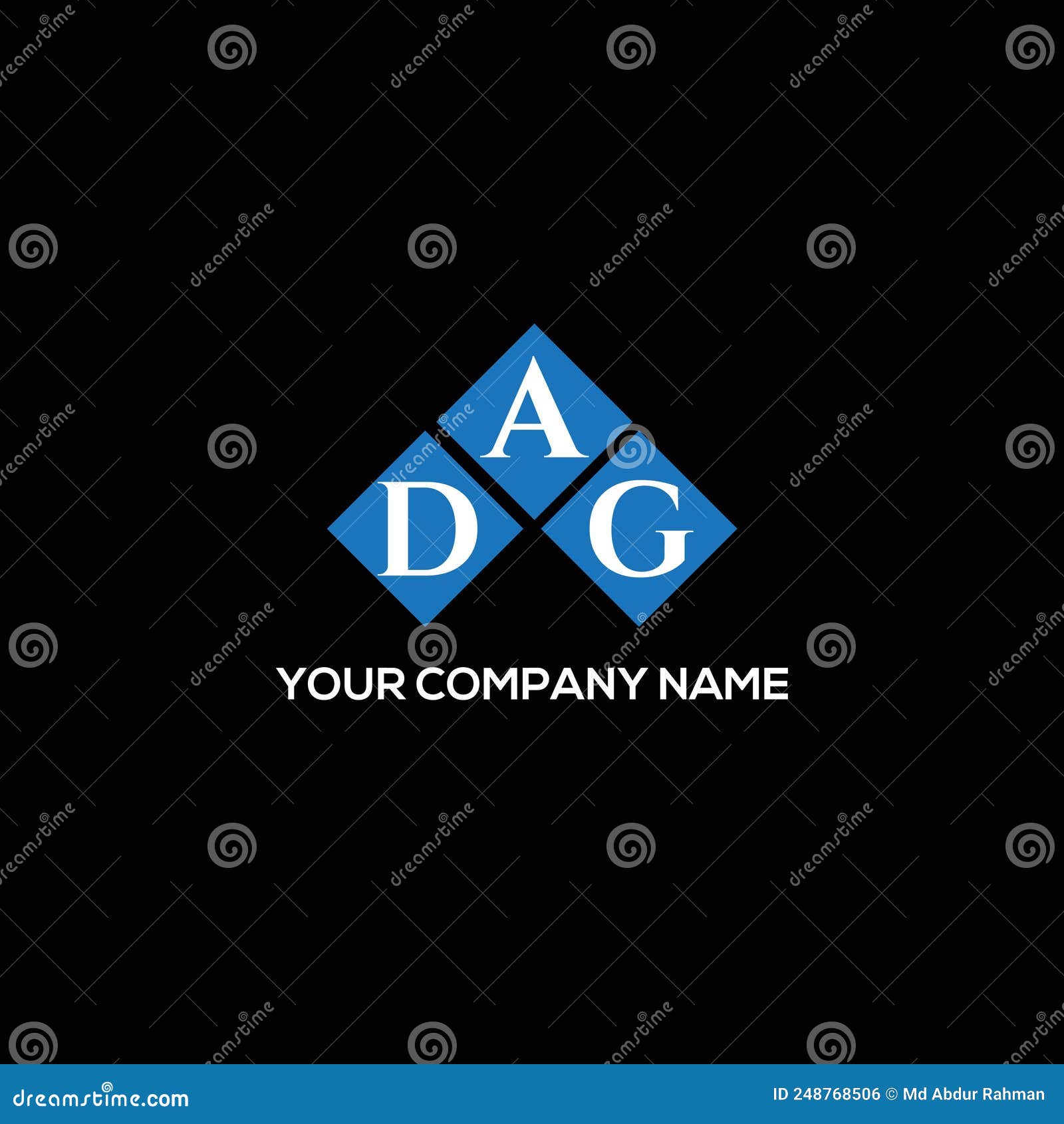 DAG Letter Logo Design on BLACK Background. DAG Creative Initials ...