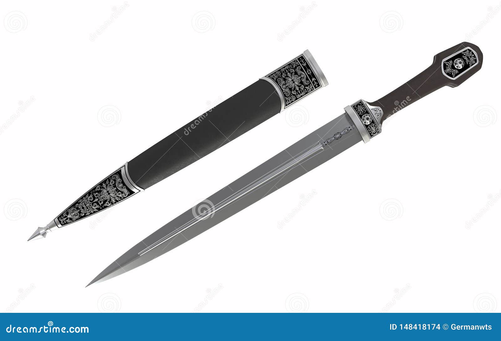 Daga Chechena - Arma Del C?ucaso - Ejemplo 3d Stock de ilustración ...