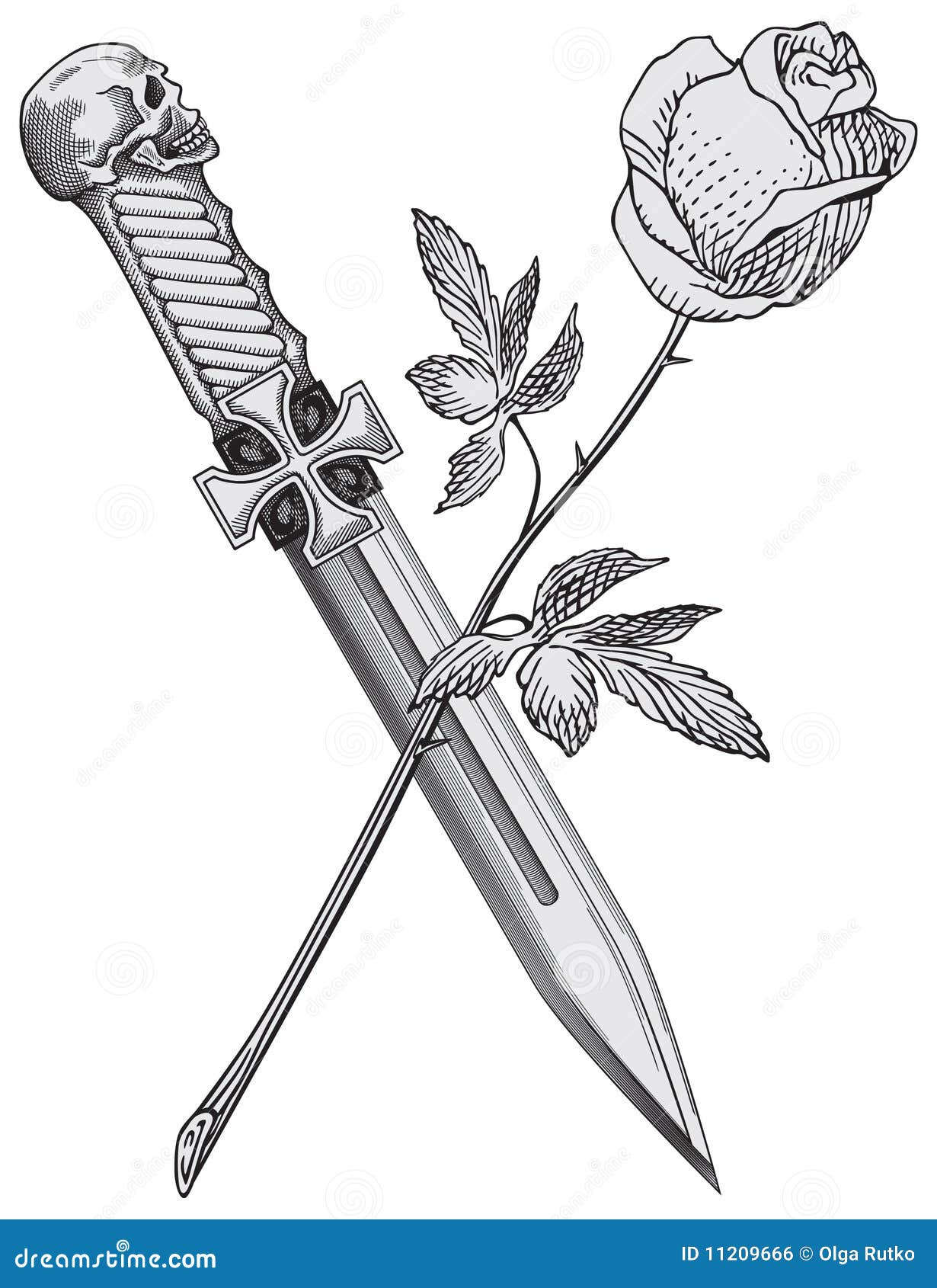 Daga Del Emblema Y Vector Color De Rosa Ilustración del Vector ...