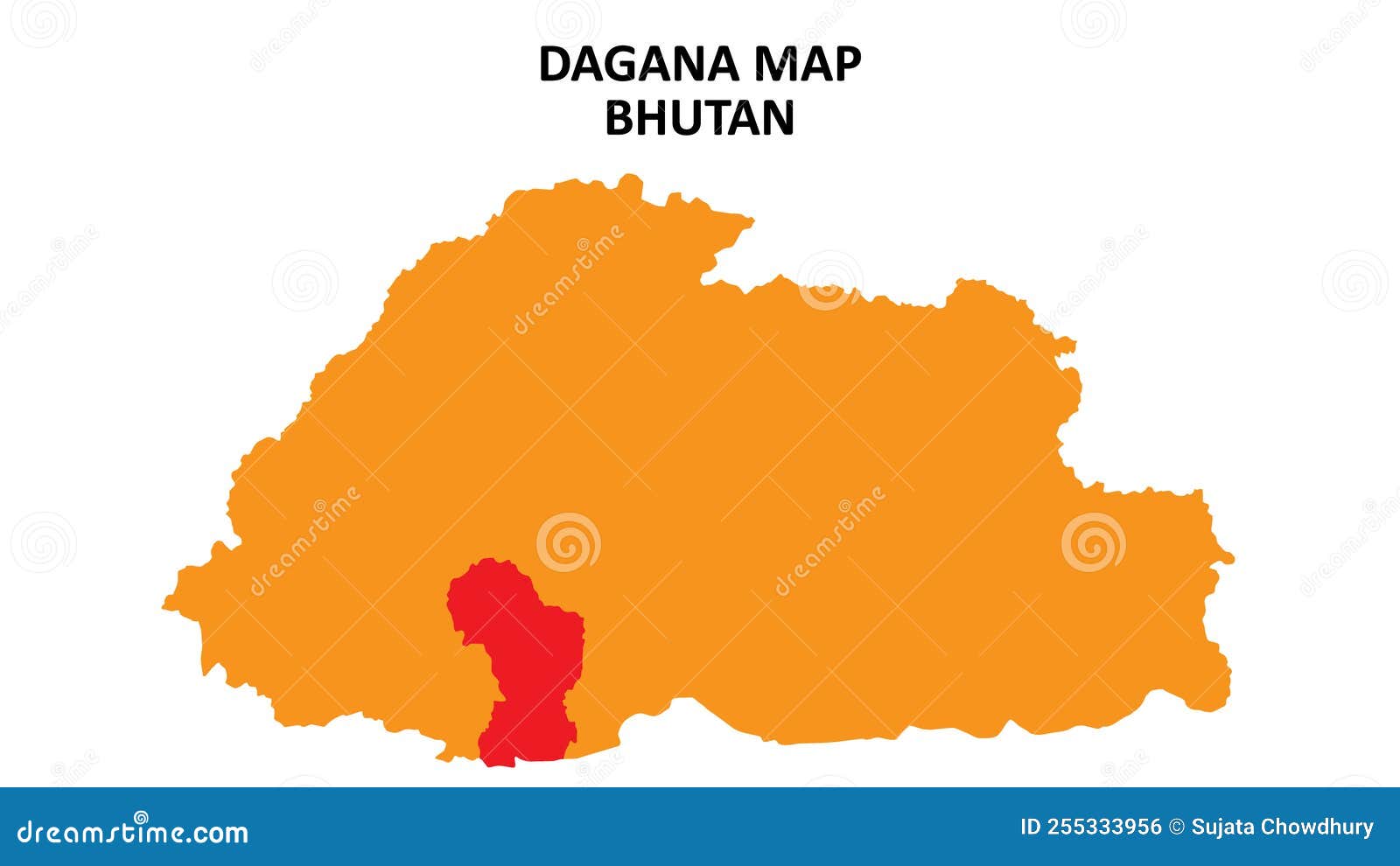 Dagana State and Regions Map Highlighted on Bhutan Map Stock Vector ...