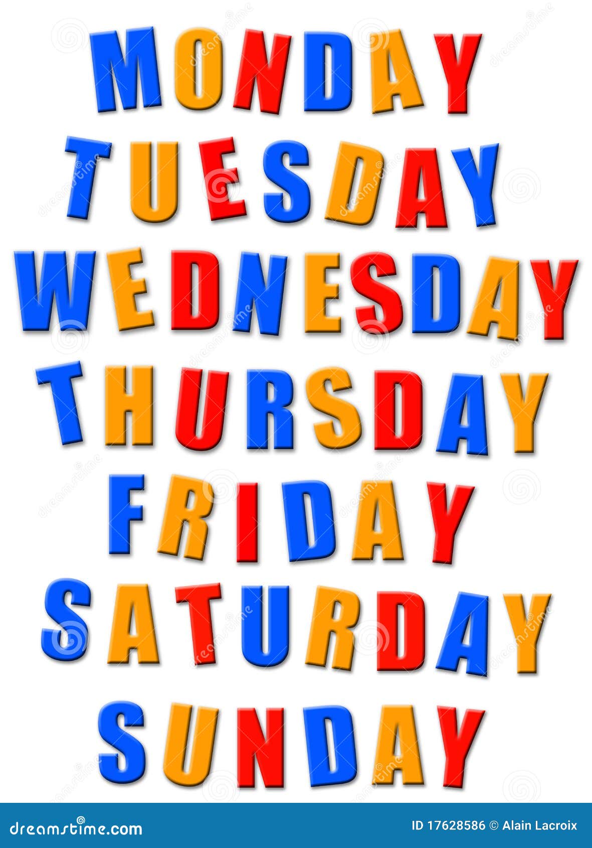 Dagen van de week stock illustratie. Illustration of programma - 17628586