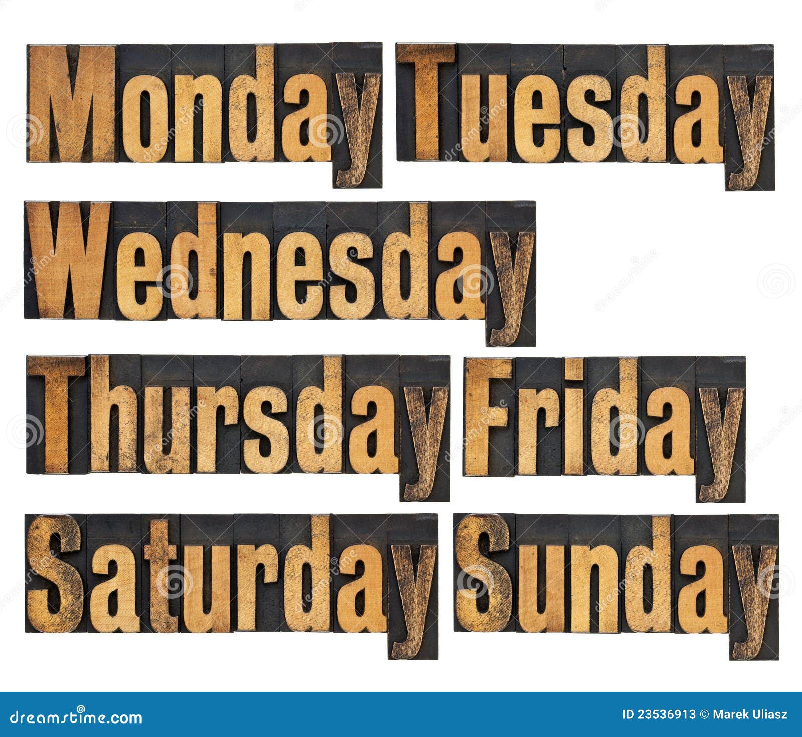 Dagen Van Week in Houten Type Stock Afbeelding - Image of dinsdag ...