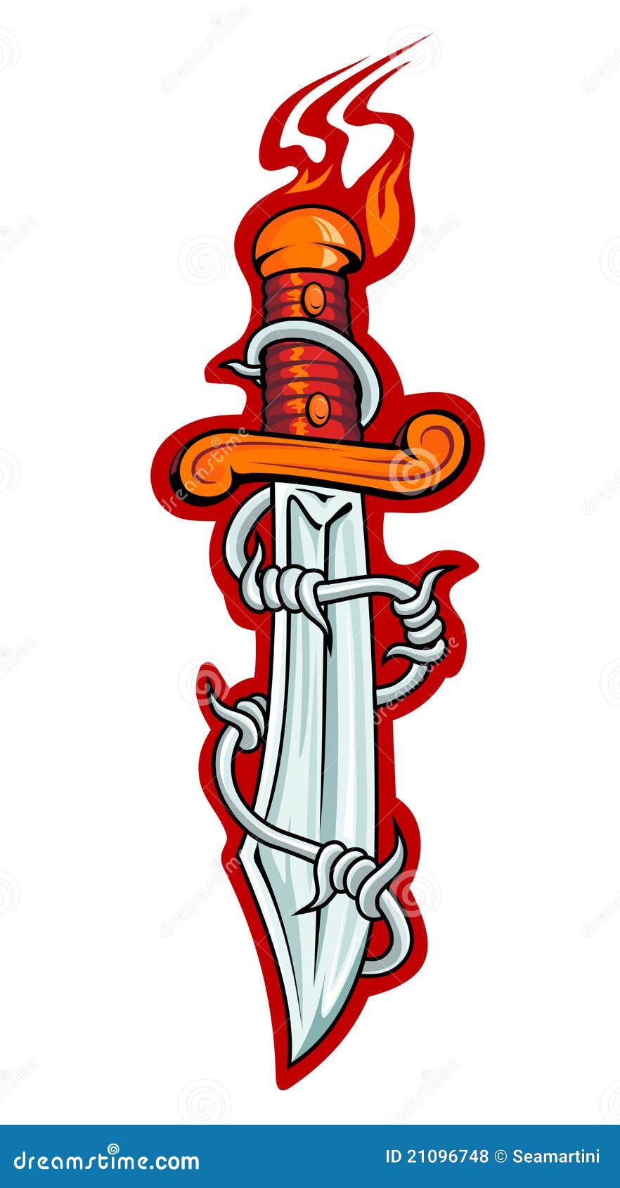 Dagger with barbed wire stock vector. Illustration of forbidden - 21096748