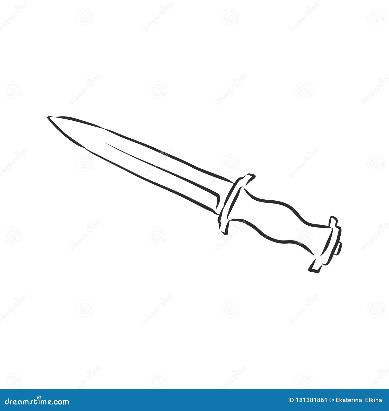 Dagger Doodle Style Sketch Illustration Hand Drawn Vector. Dagger ...