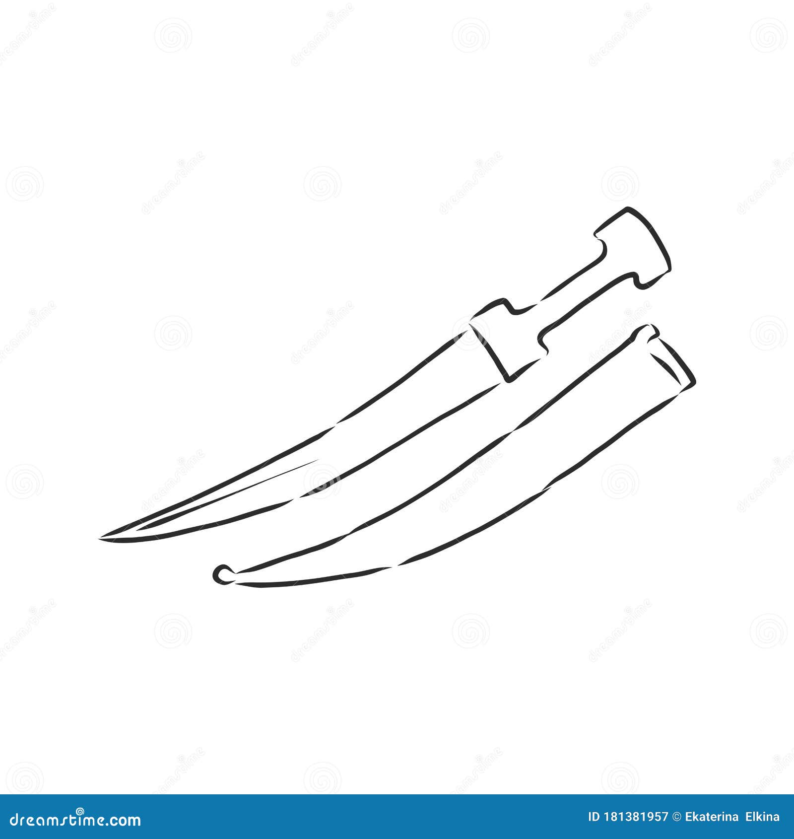 Dagger Doodle Style Sketch Illustration Hand Drawn Vector. Dagger ...