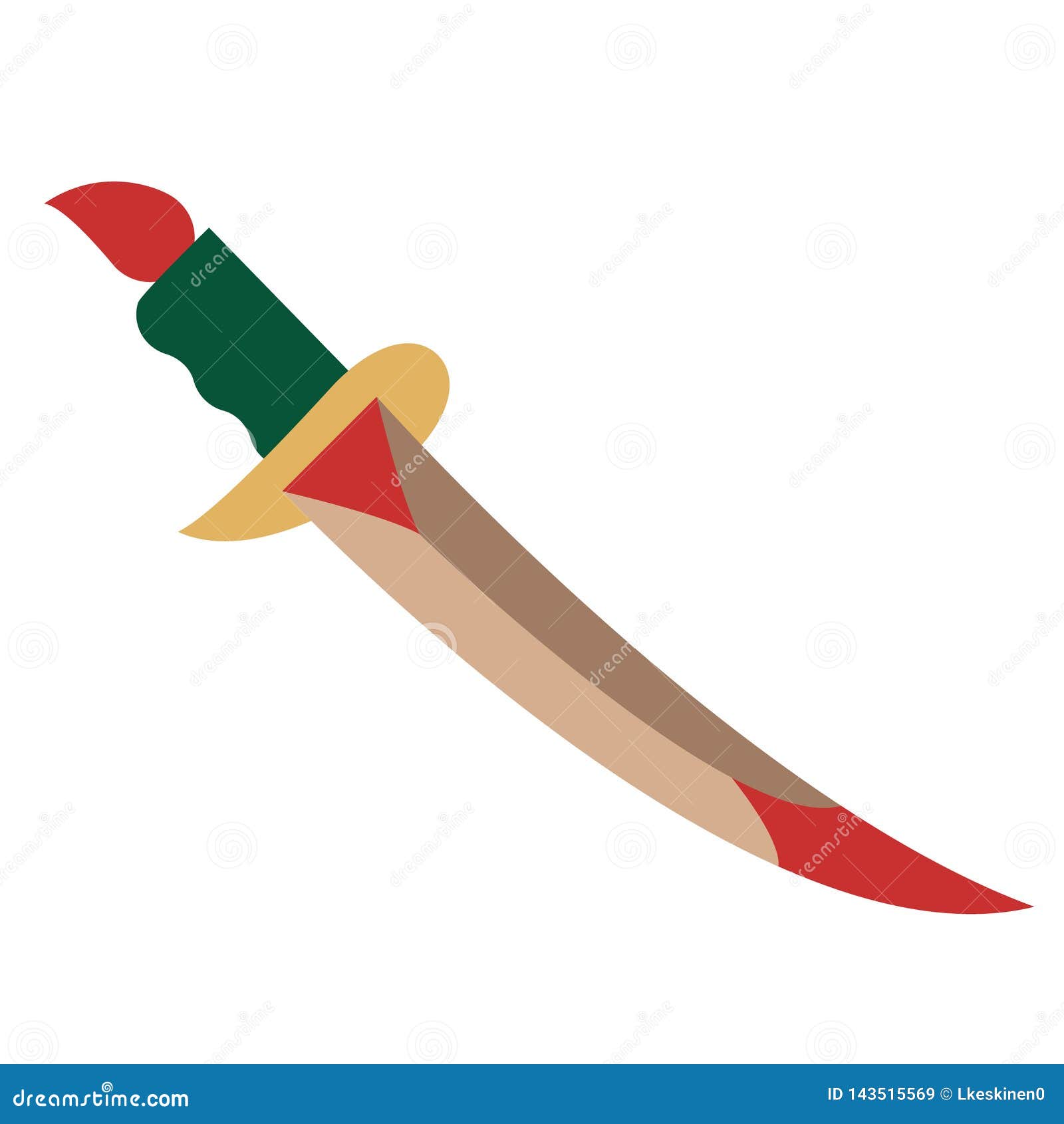 Dagger Flat Illustration on White Stock Vector - Illustration of battle ...