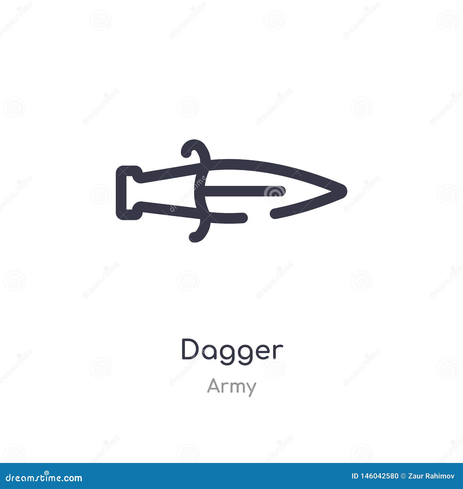 Dagger Outline Icon. Isolated Line Vector Illustration from Army ...