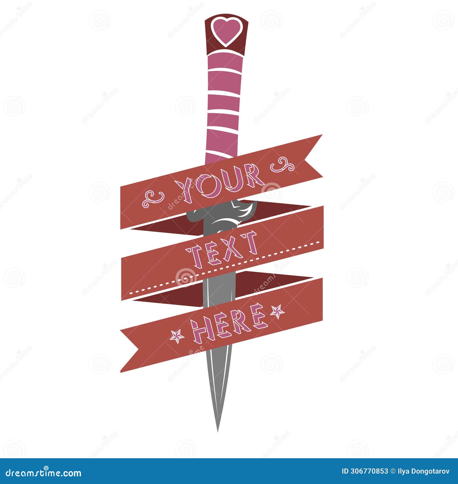 Dagger and Ribbon for Logo or Slogan Stock Vector - Illustration of ...