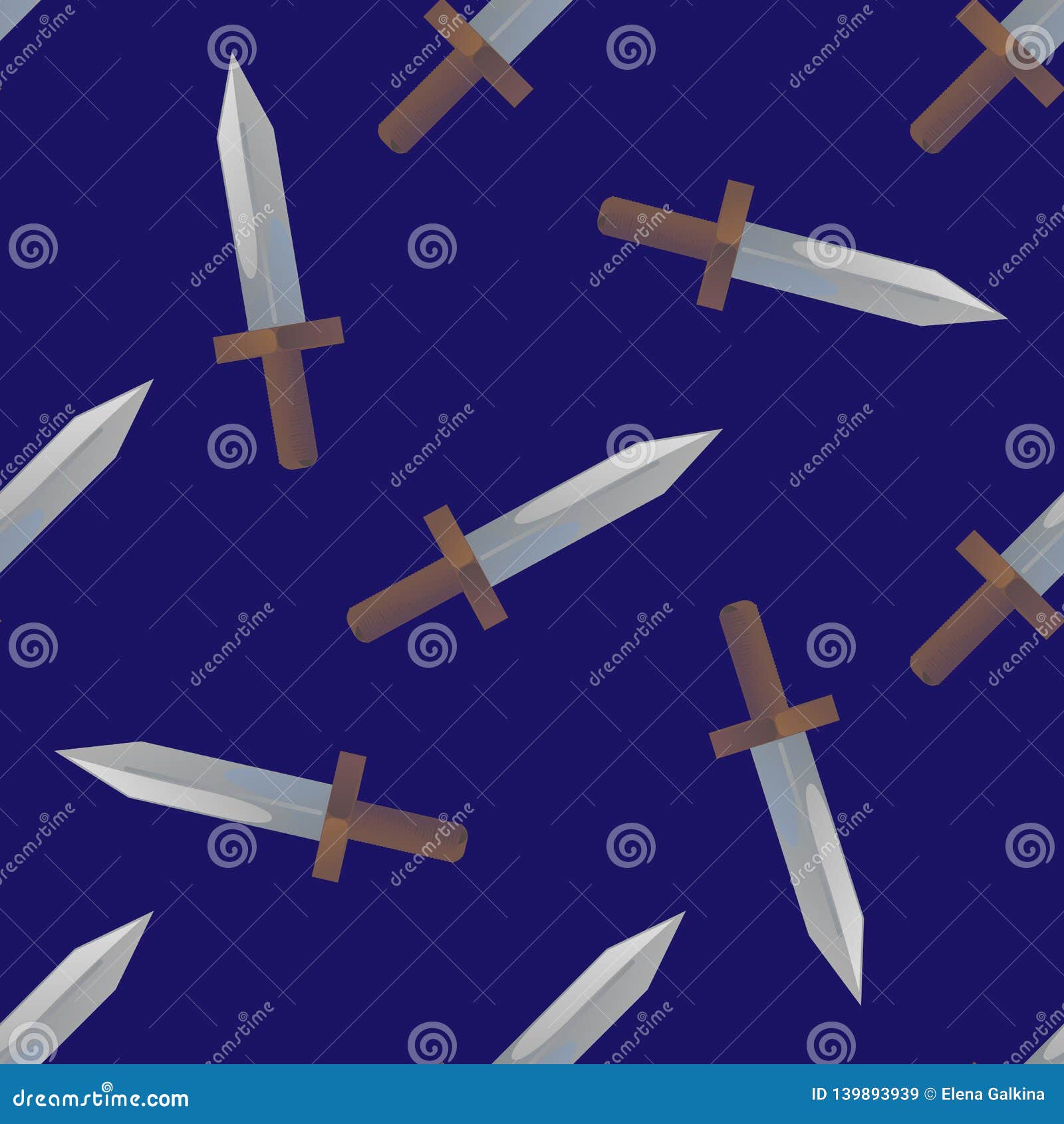 Dagger seamless pattern stock vector. Illustration of medieval - 139893939